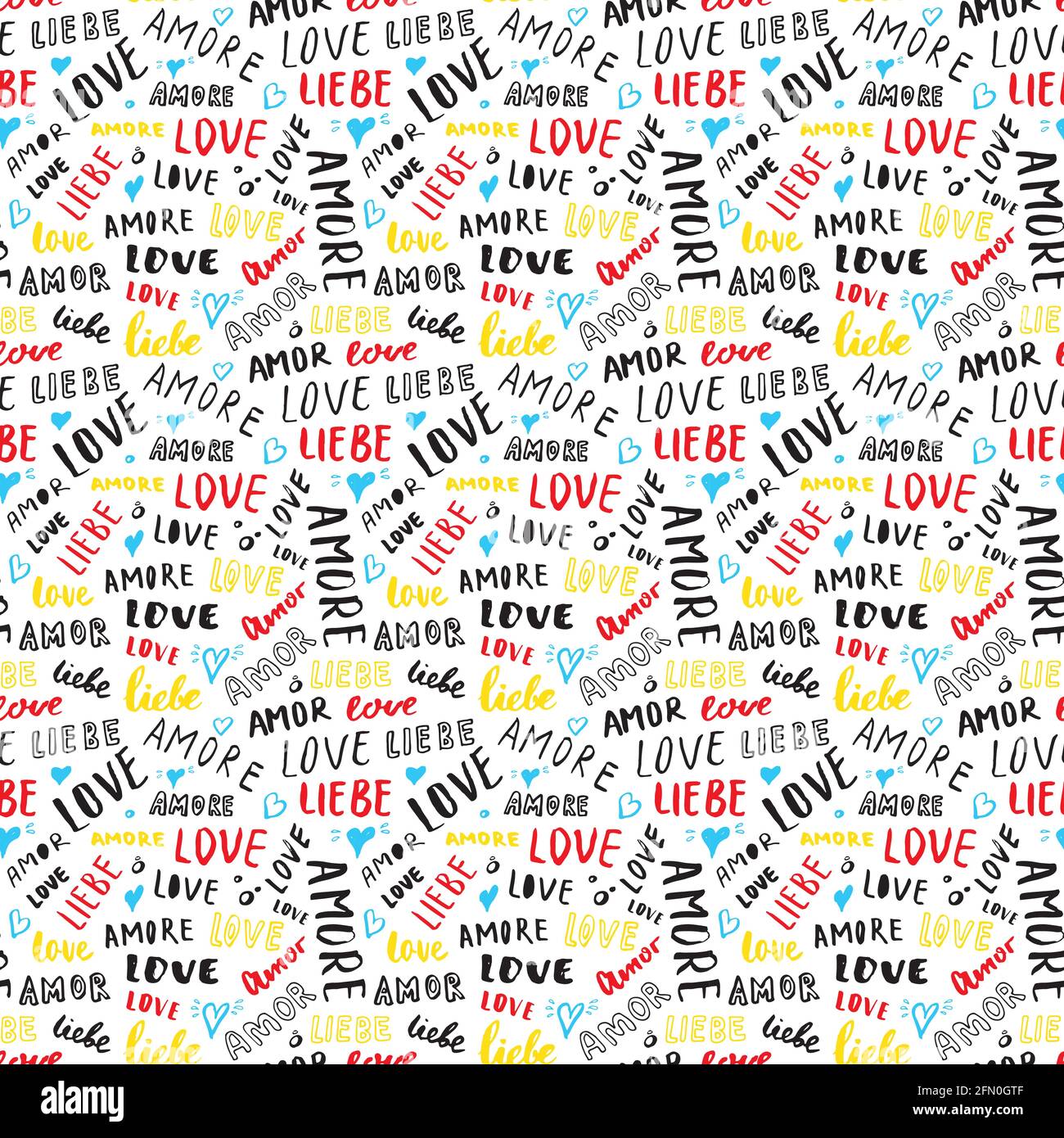 Love lettering seamless pattern vector illustration. Love written in ...