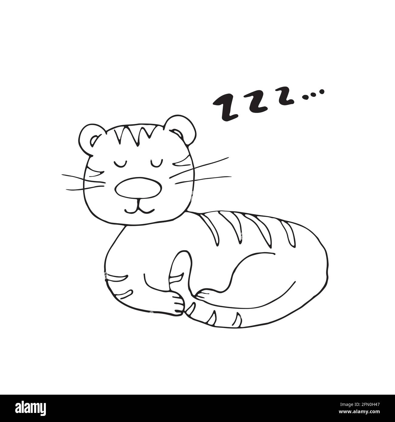 Cute Tiger sleeping, Cartoon Animal baby and children print design ...
