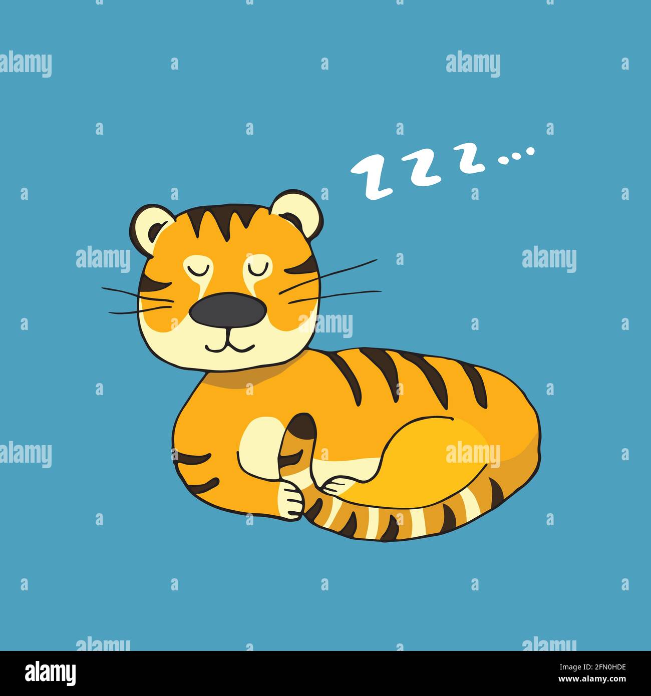 Cute Tiger sleeping, Cartoon Animal baby and children print design ...
