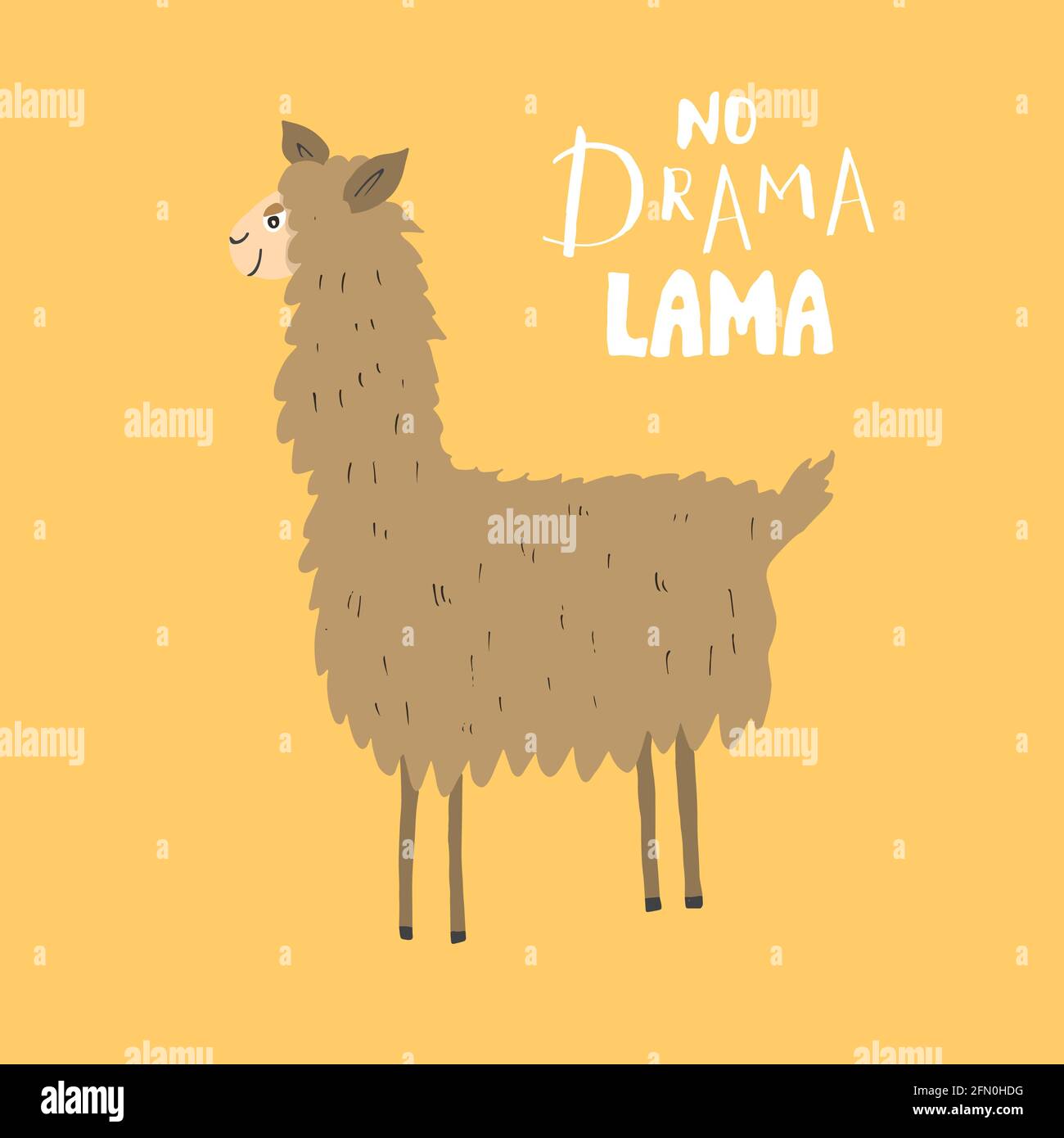 Cute Lama with lettering no drama Lama Cartoon Animal baby and children ...