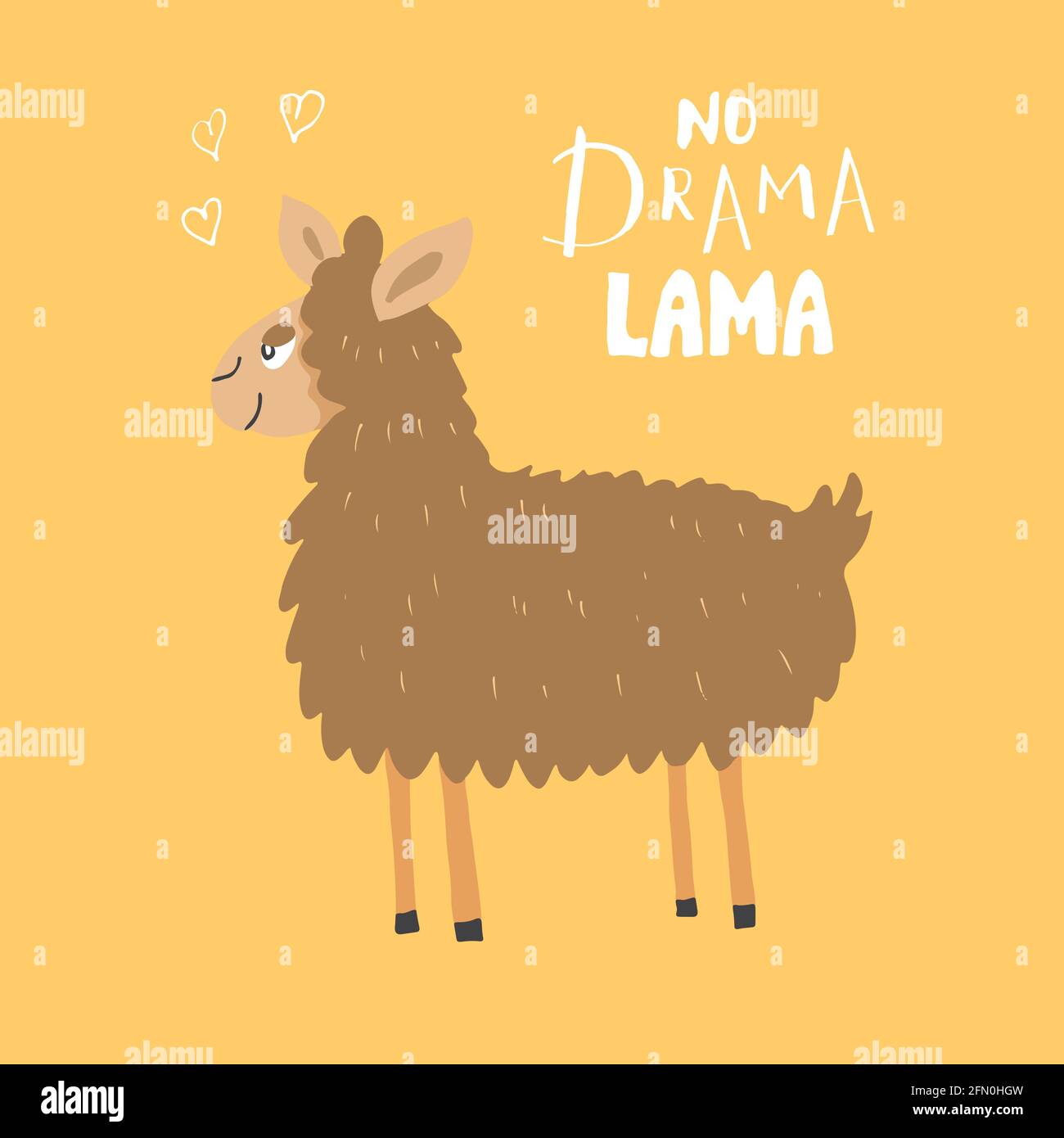 Cute Lama with lettering no drama Lama Cartoon Animal baby and children ...