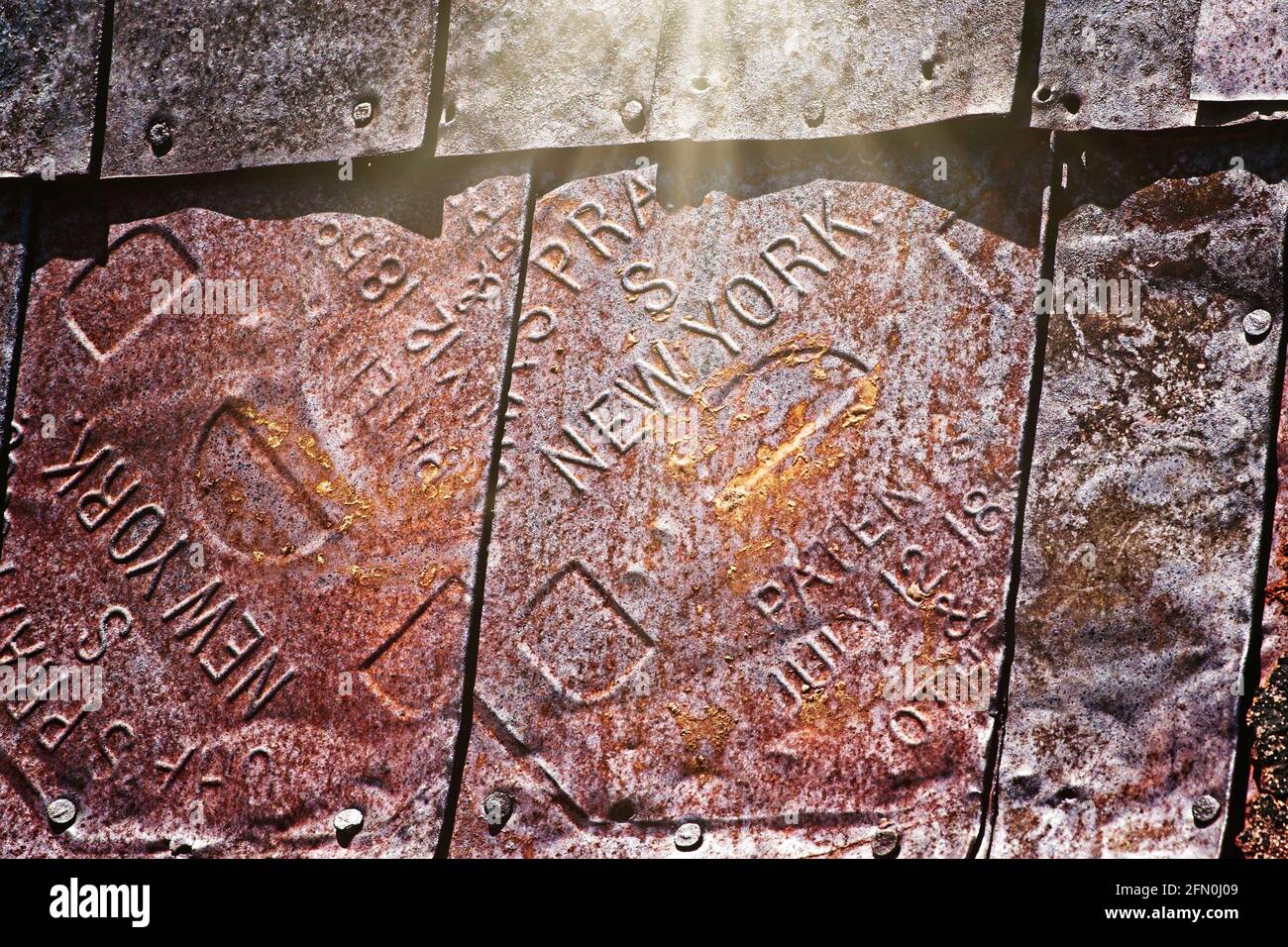 Repurposed Metal Plates - Some old metal siding on a building at the ...