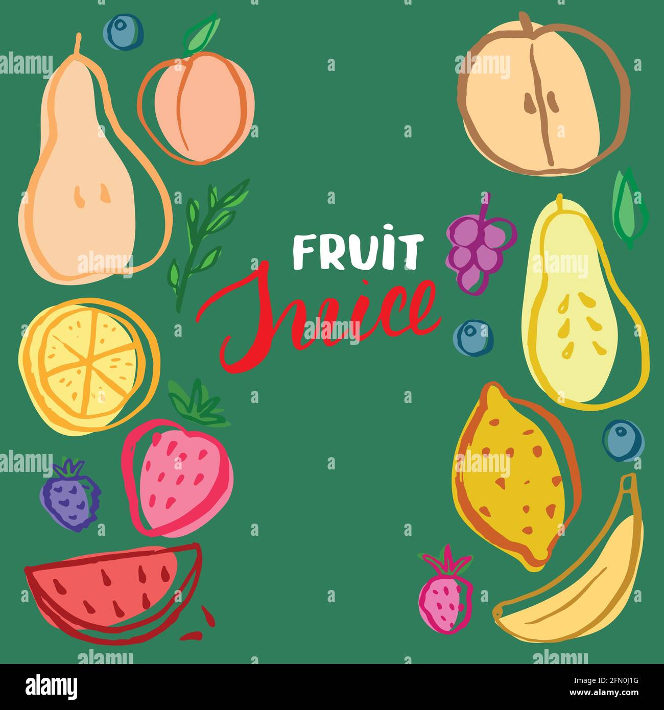 Fruit Set, collection of juicy fruits, apple, pear, strawberry, orange ...