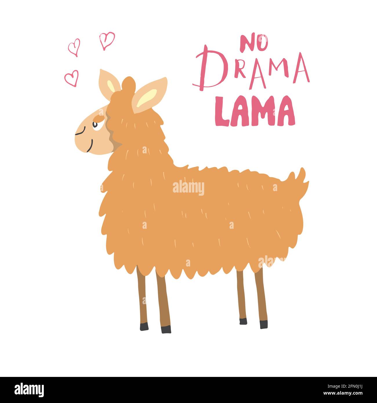 Cute Lama with lettering no drama Lama Cartoon Animal baby and children ...