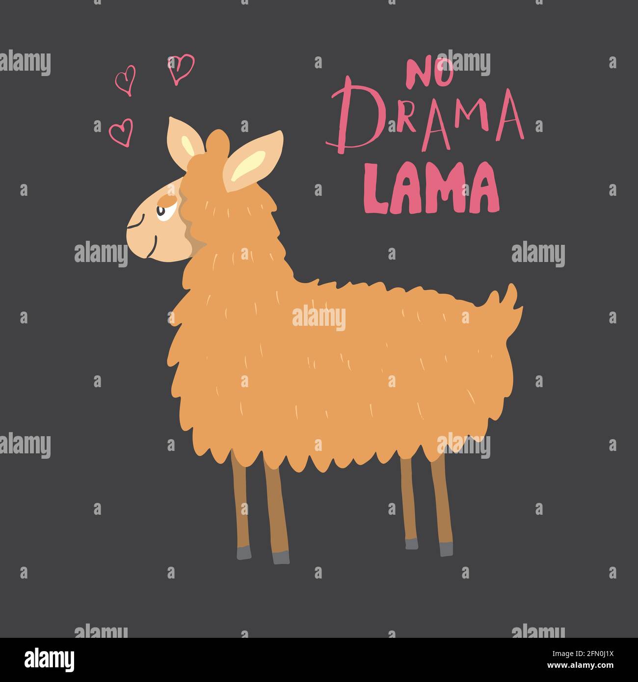 Cute Lama with lettering no drama Lama Cartoon Animal baby and children ...