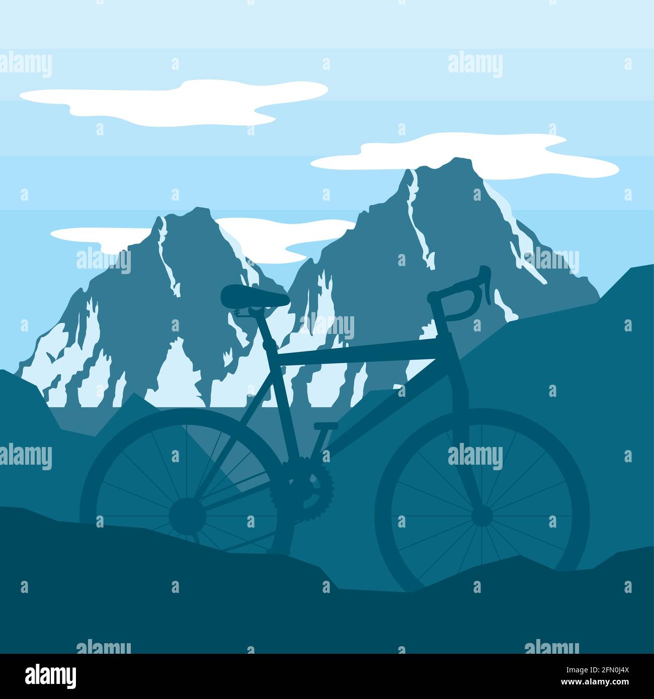bicycle on snowy mountains illustration Stock Vector Image & Art - Alamy