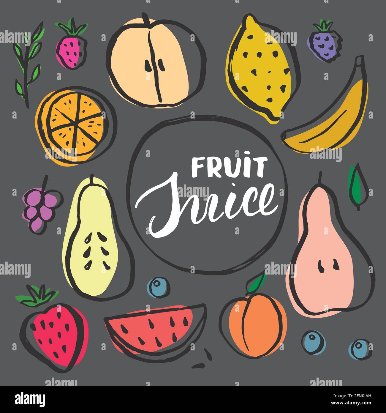Fruit Set, collection of juicy fruits, apple, pear, strawberry, orange ...