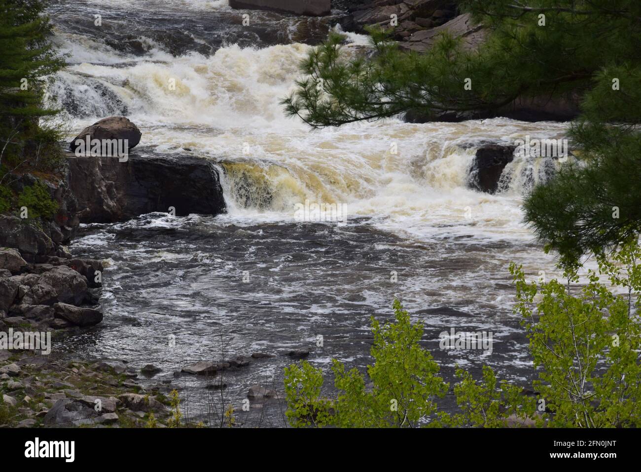 Scenic Maddington waterfalls in southern Quebec. This stream ends in ...