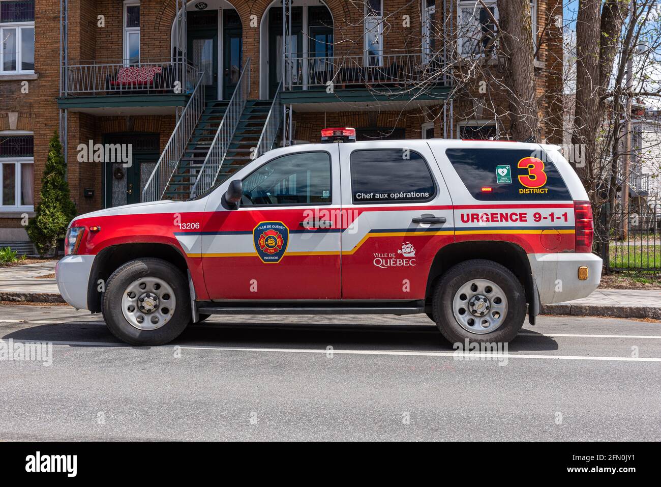 Quebec city, Quebec, Canada – 2 may 2021 : Quebec city firefighter car ...