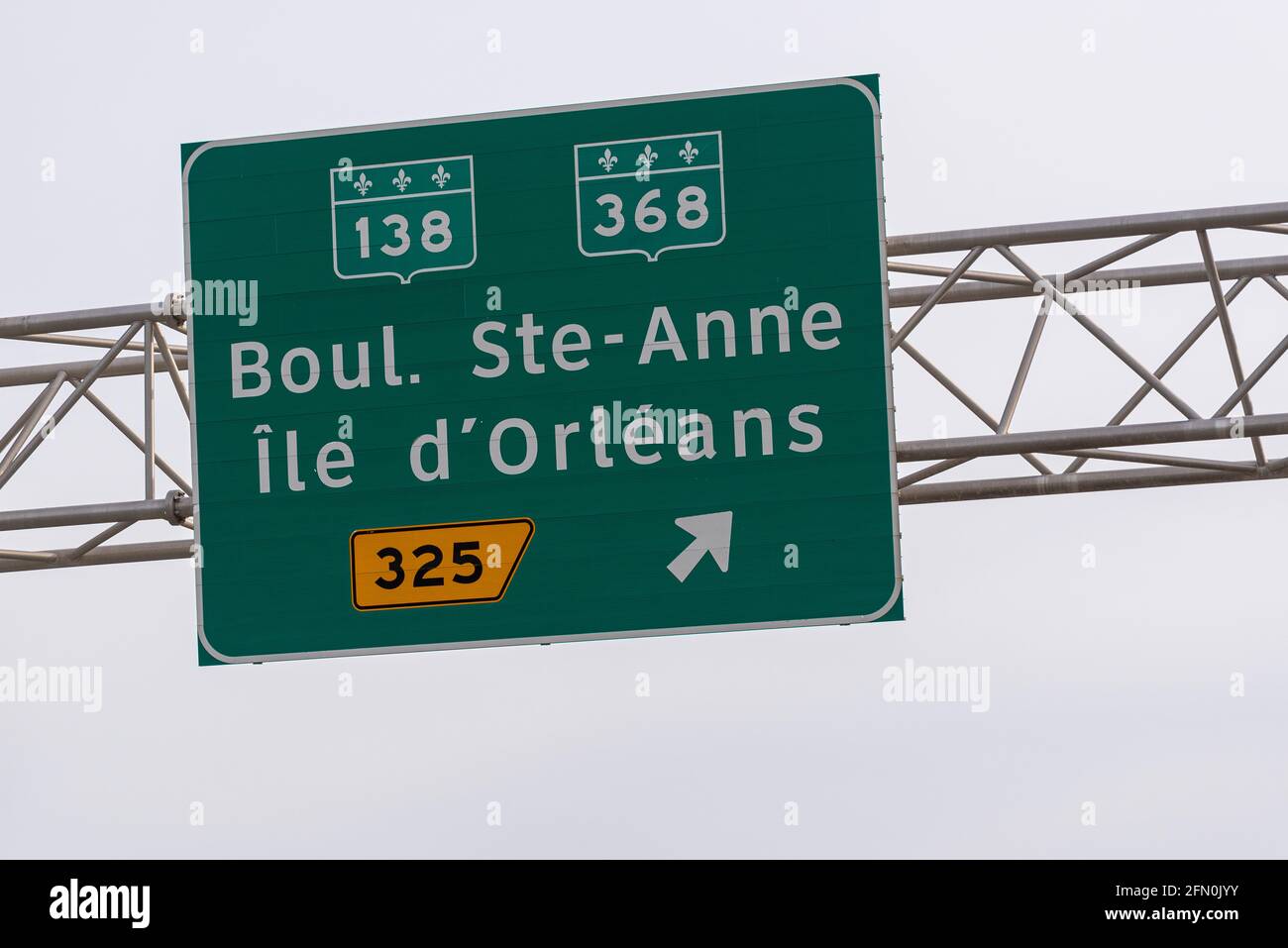 Quebec highway sign who indicated the direction of the Orleans ile (Ile ...