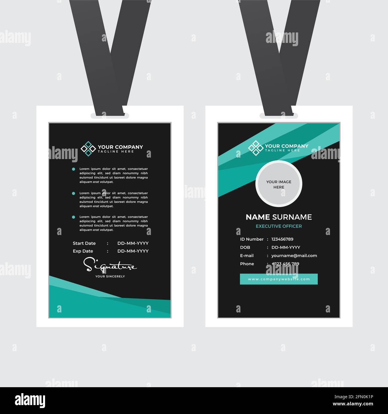 Premium Employee ID Card with Photo Placeholder, Name, Position and ...