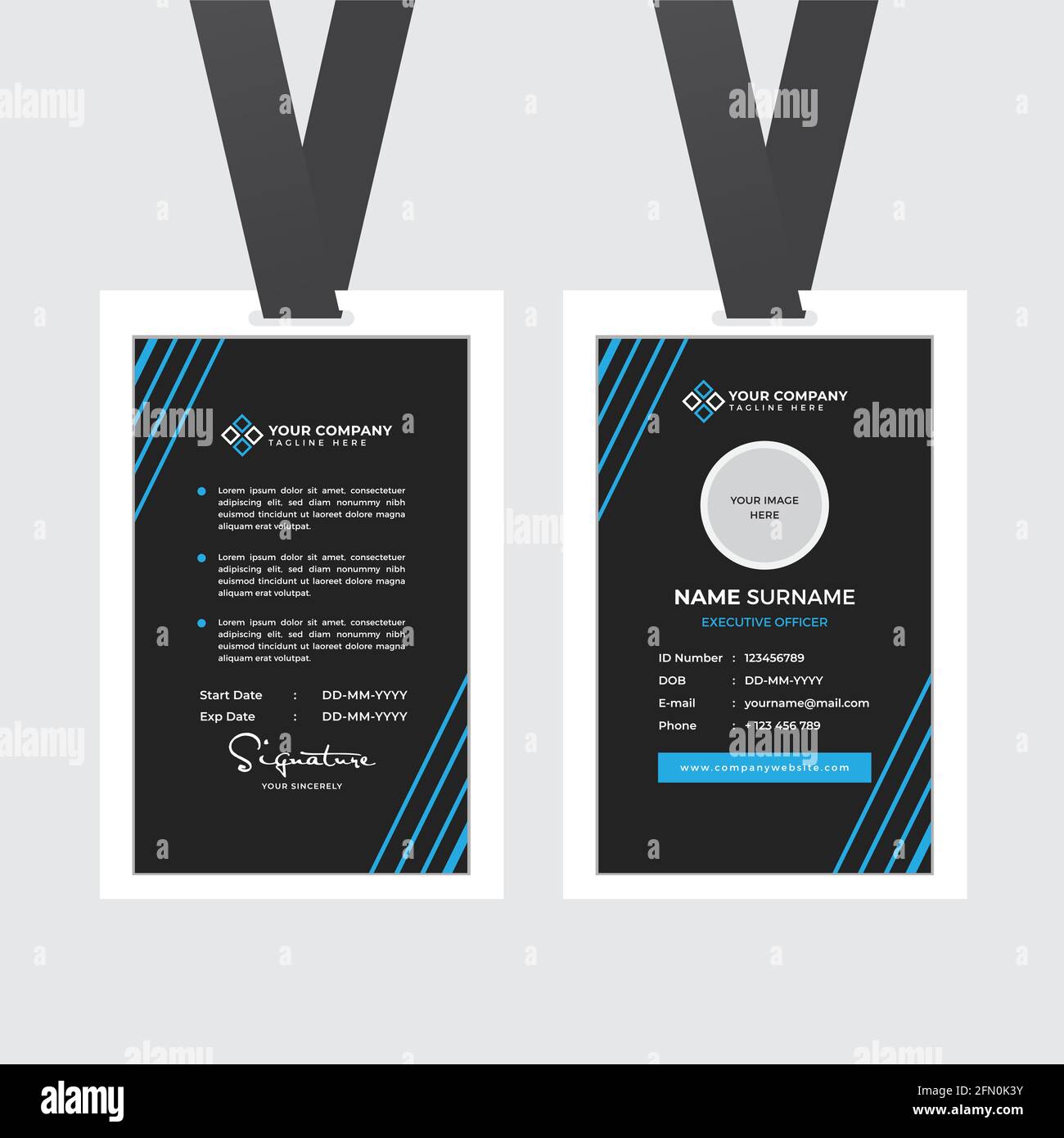 Premium Employee ID Card with Photo Placeholder, Name, Position and ...