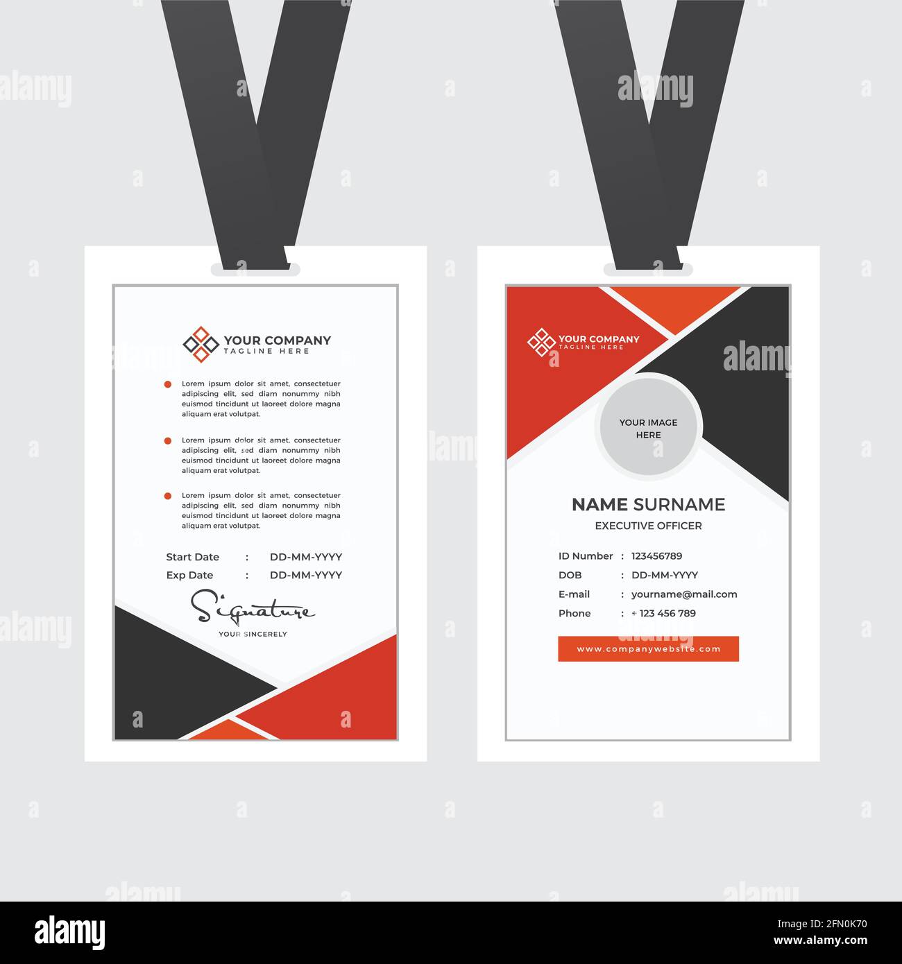 Premium Employee ID Card with Photo Placeholder, Name, Position and ...