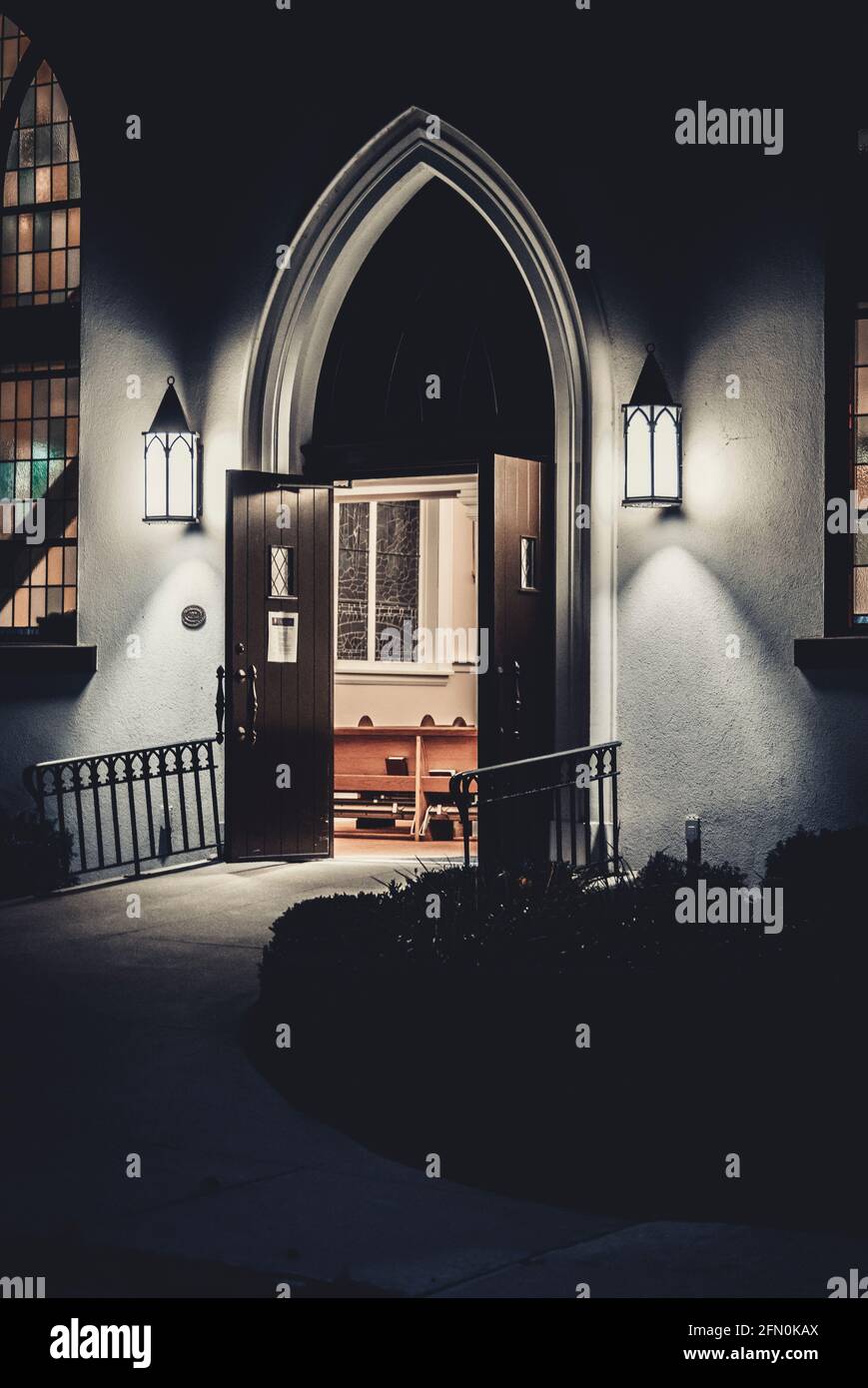 Open door of a church Stock Photo - Alamy
