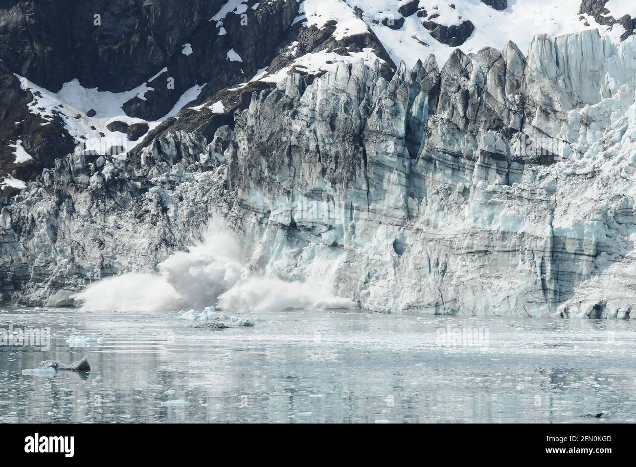 Glacier calves iceberg in Glacier Bay National Park, Alaska Stock Photo ...