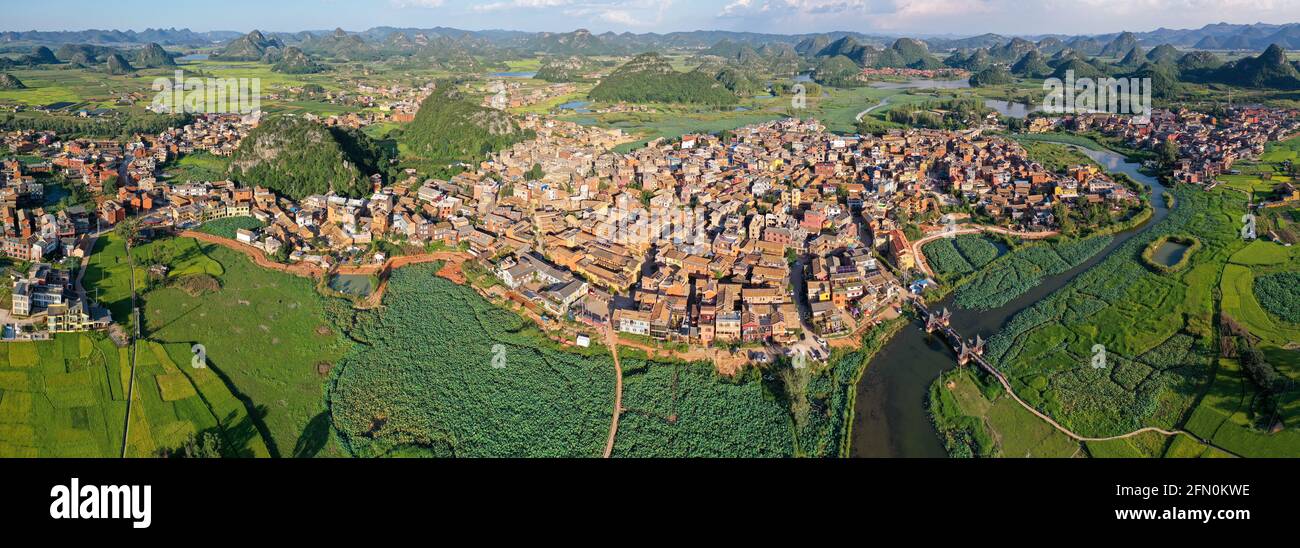 Aerial view of Puzhehei Scenic Area in Yunnan, China Stock Photo - Alamy