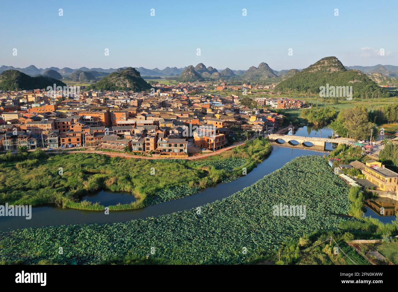Aerial view of Puzhehei Scenic Area in Yunnan, China Stock Photo - Alamy