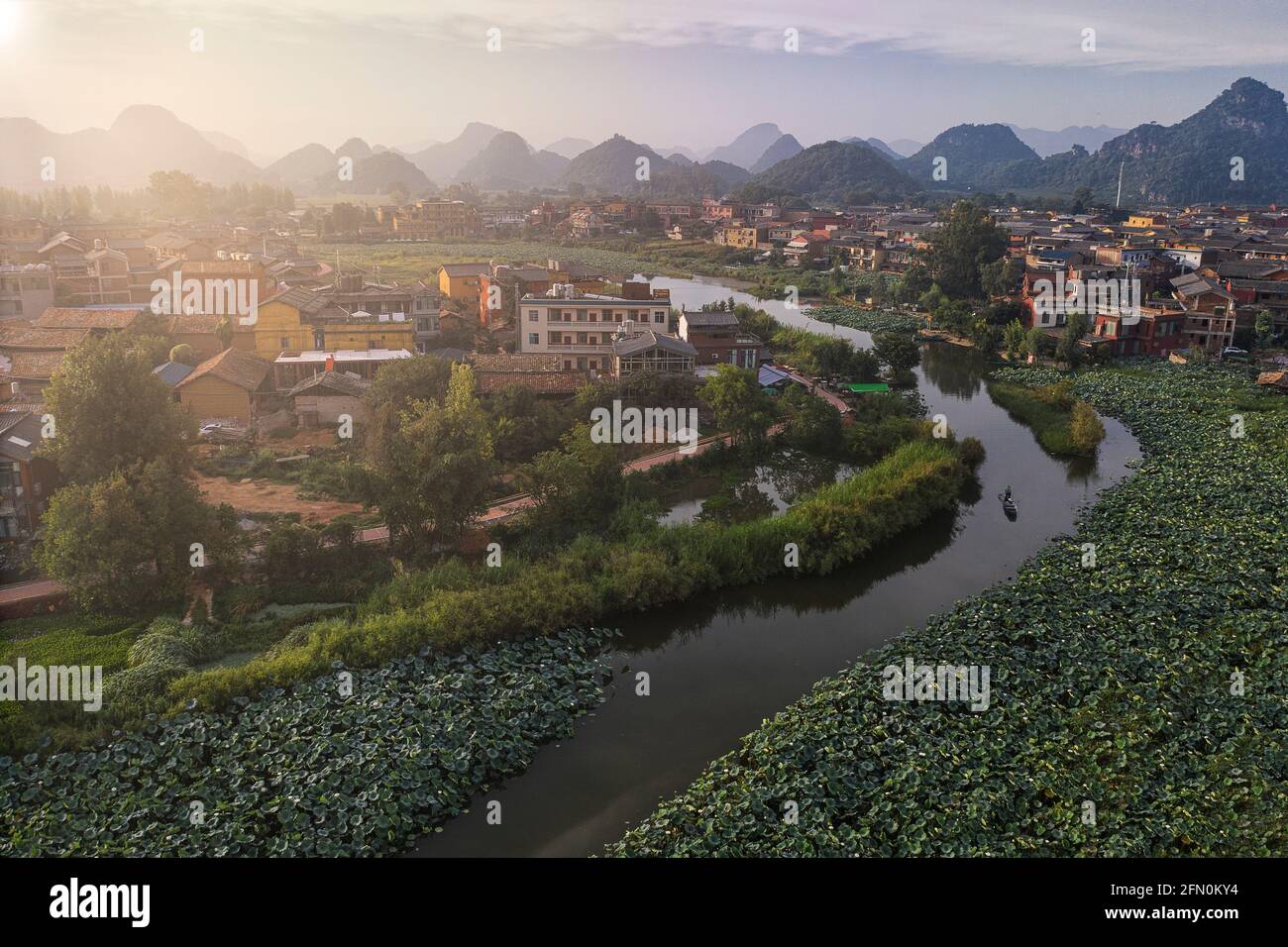 Aerial view of Puzhehei Scenic Area in Yunnan, China Stock Photo - Alamy