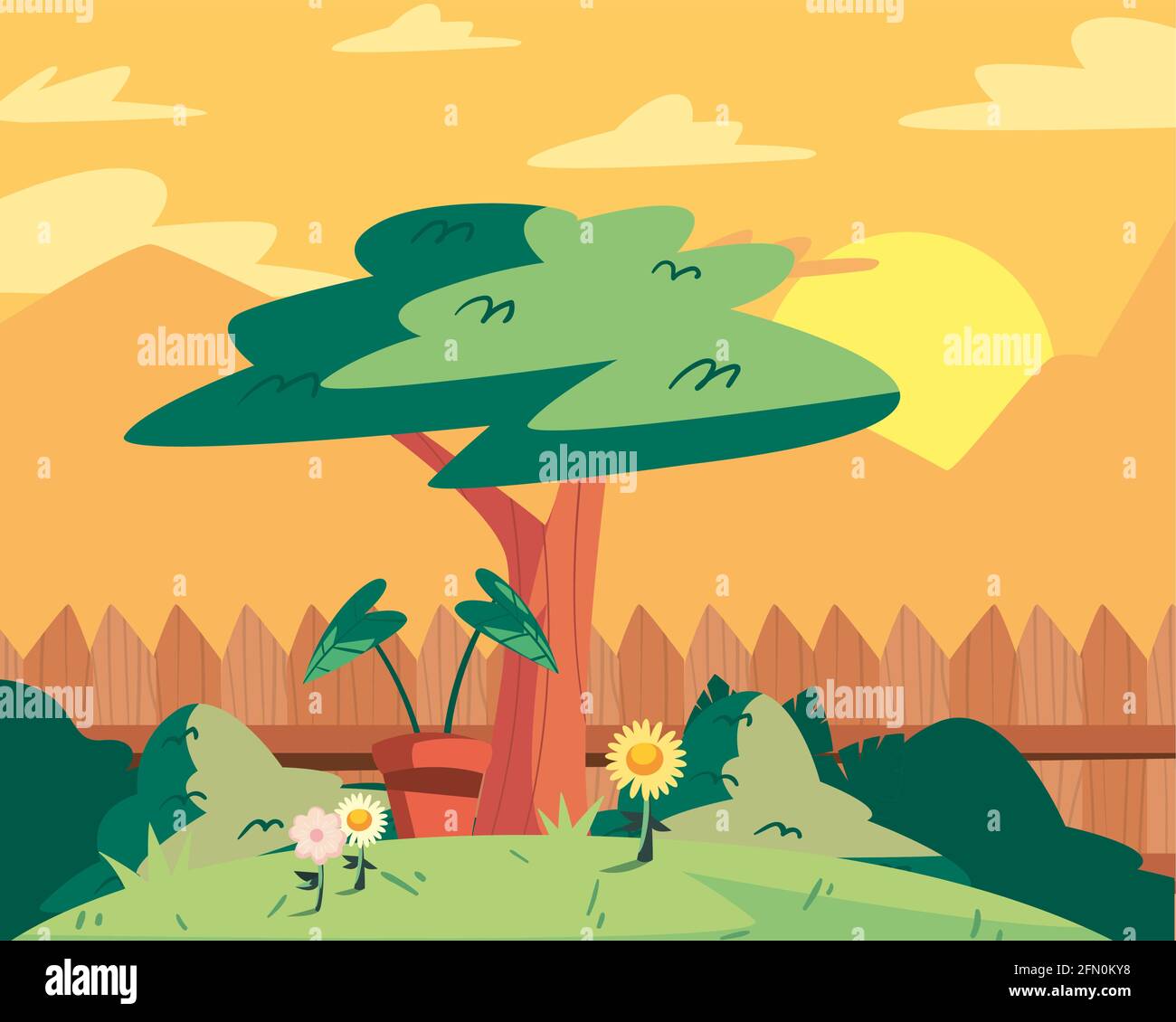 Backyard spring flowers Stock Vector Images - Alamy