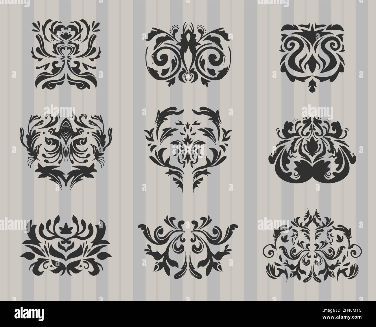 damascus ornament style icon set Stock Vector Image & Art - Alamy