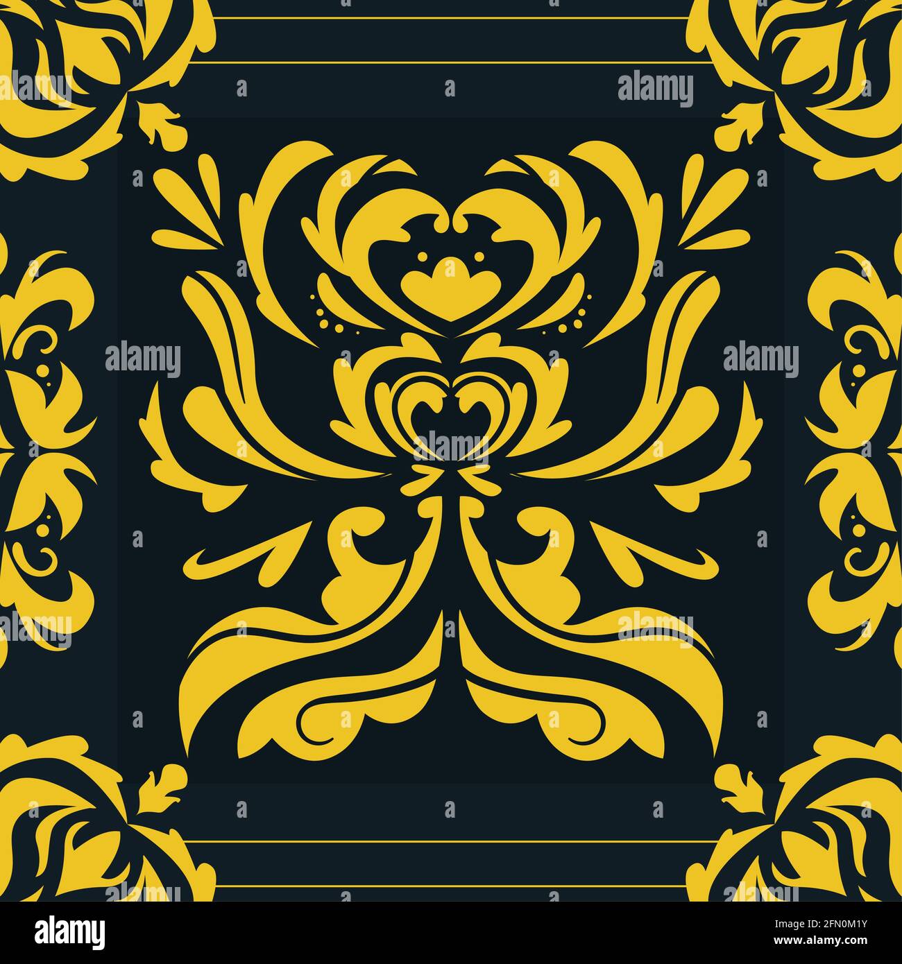 yellow damascus ornament style design Stock Vector Image & Art - Alamy