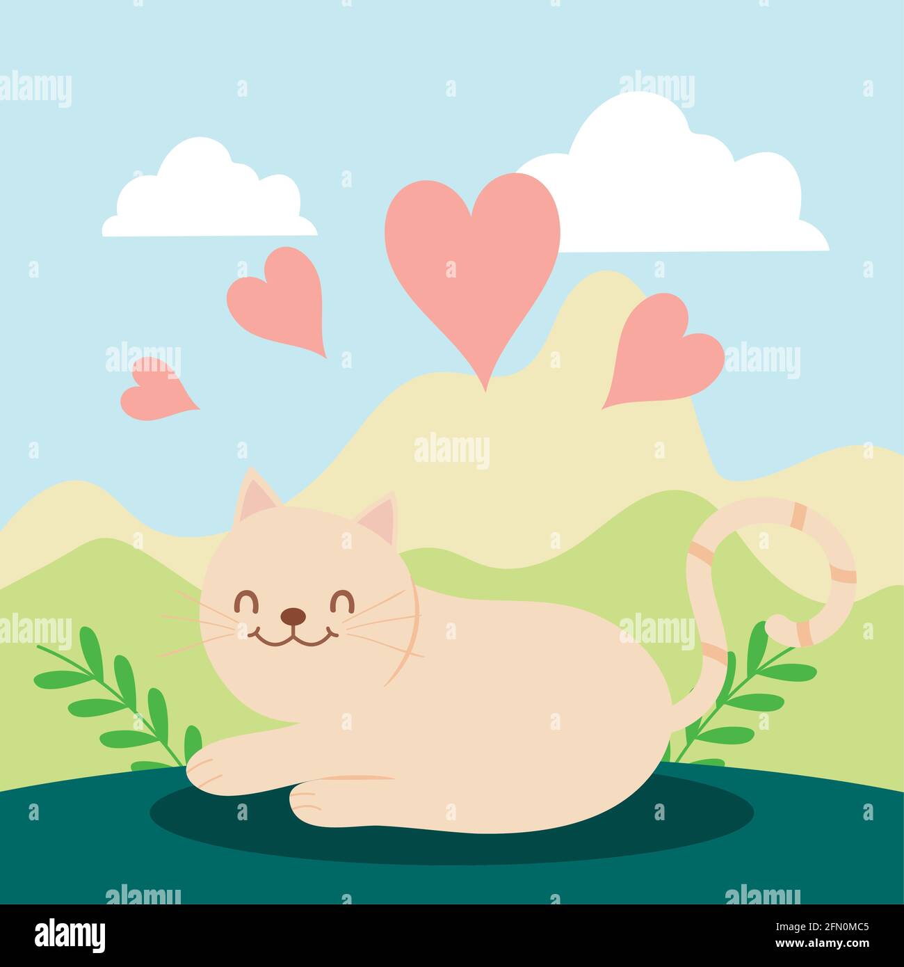 cat cartoon mascot at landscape Stock Vector Image & Art - Alamy