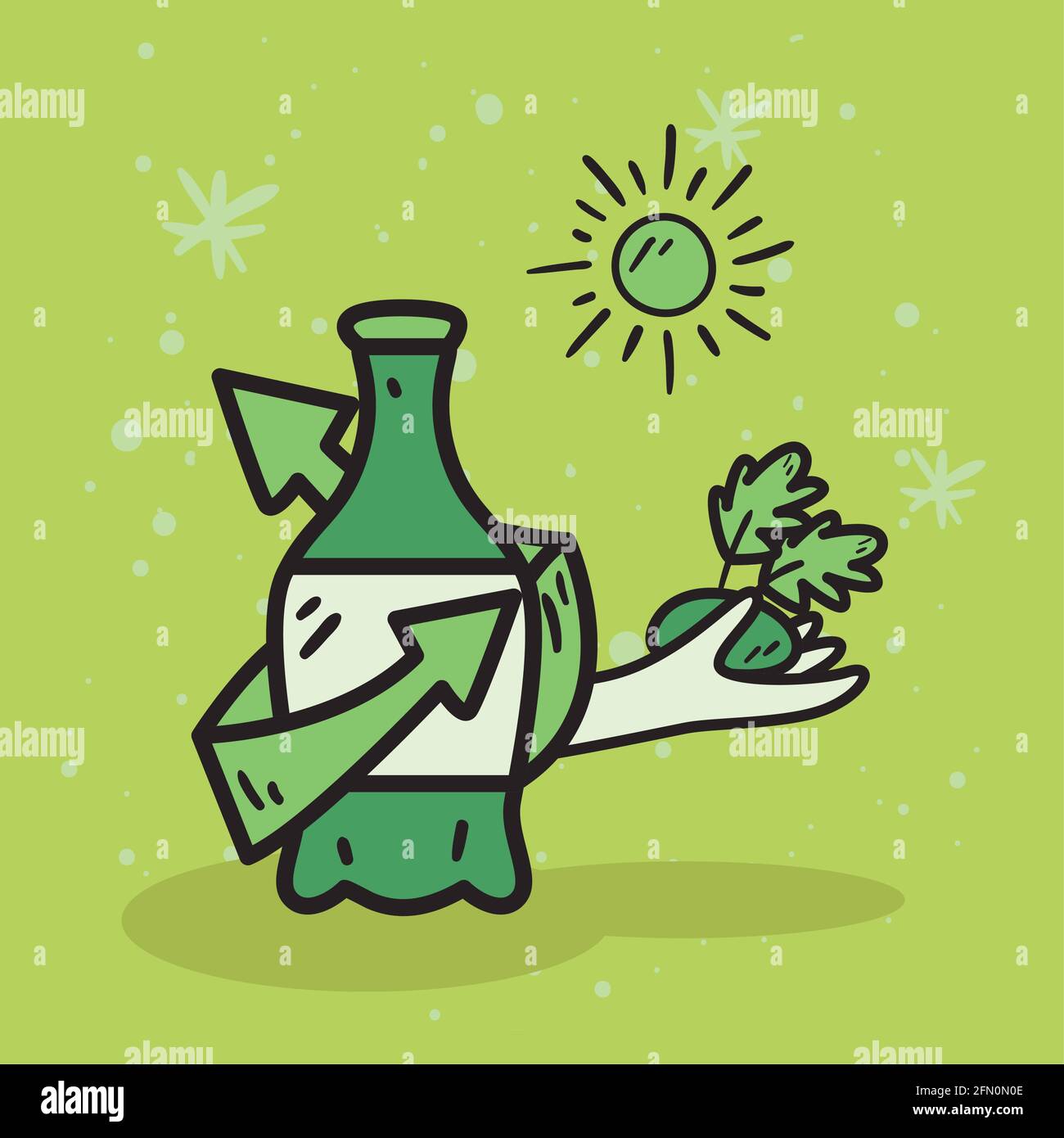 Ecology and recycle plastic bottle with hand holding plant Stock Vector ...