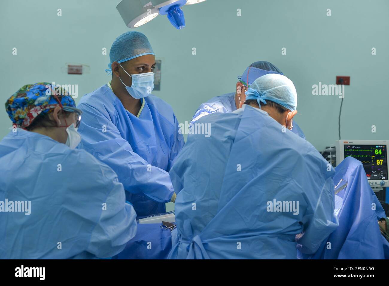 US army doctors perform a surgery on a man. The United States Southern ...