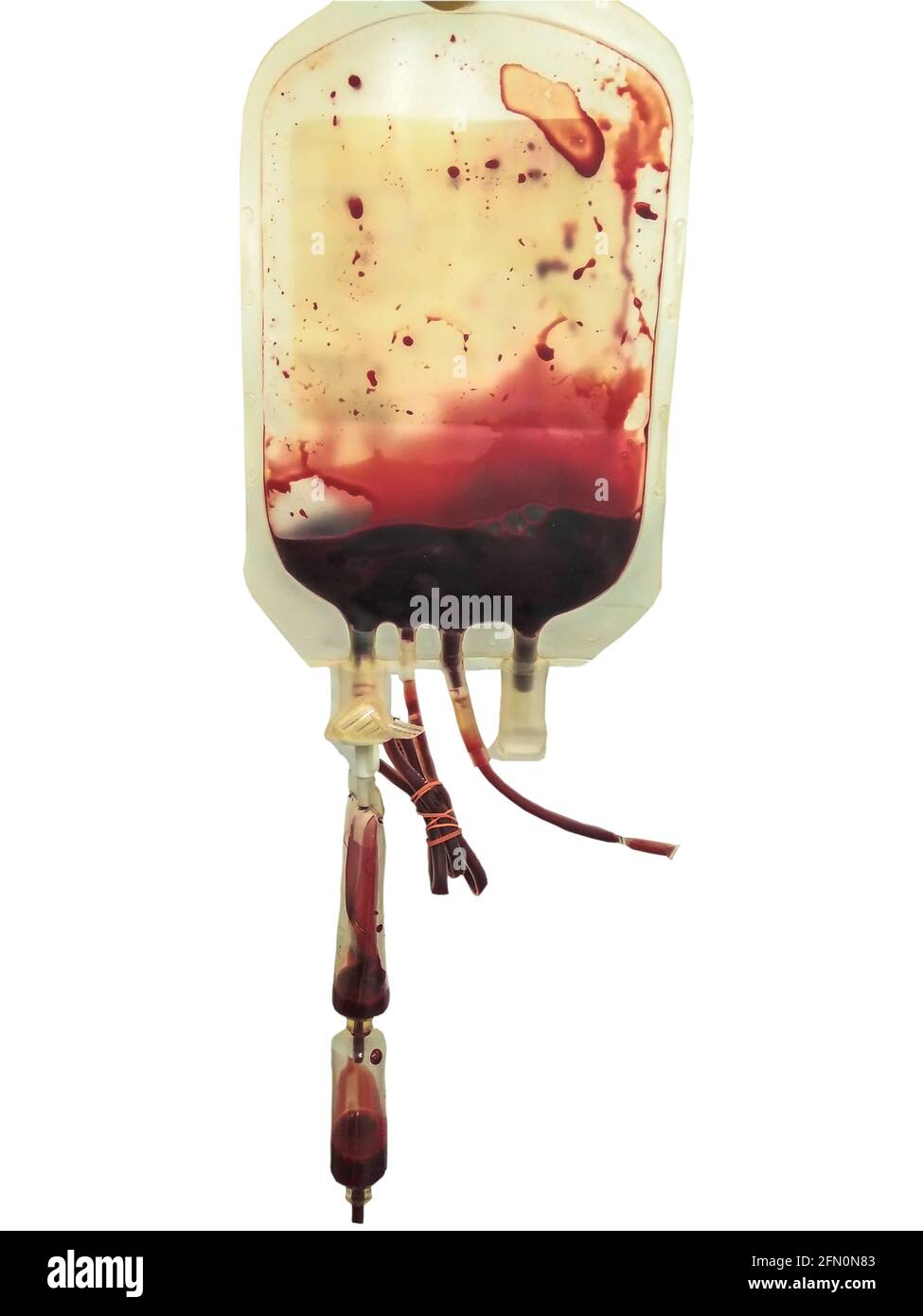 Empty blood bag on white background Stock Photo - Alamy