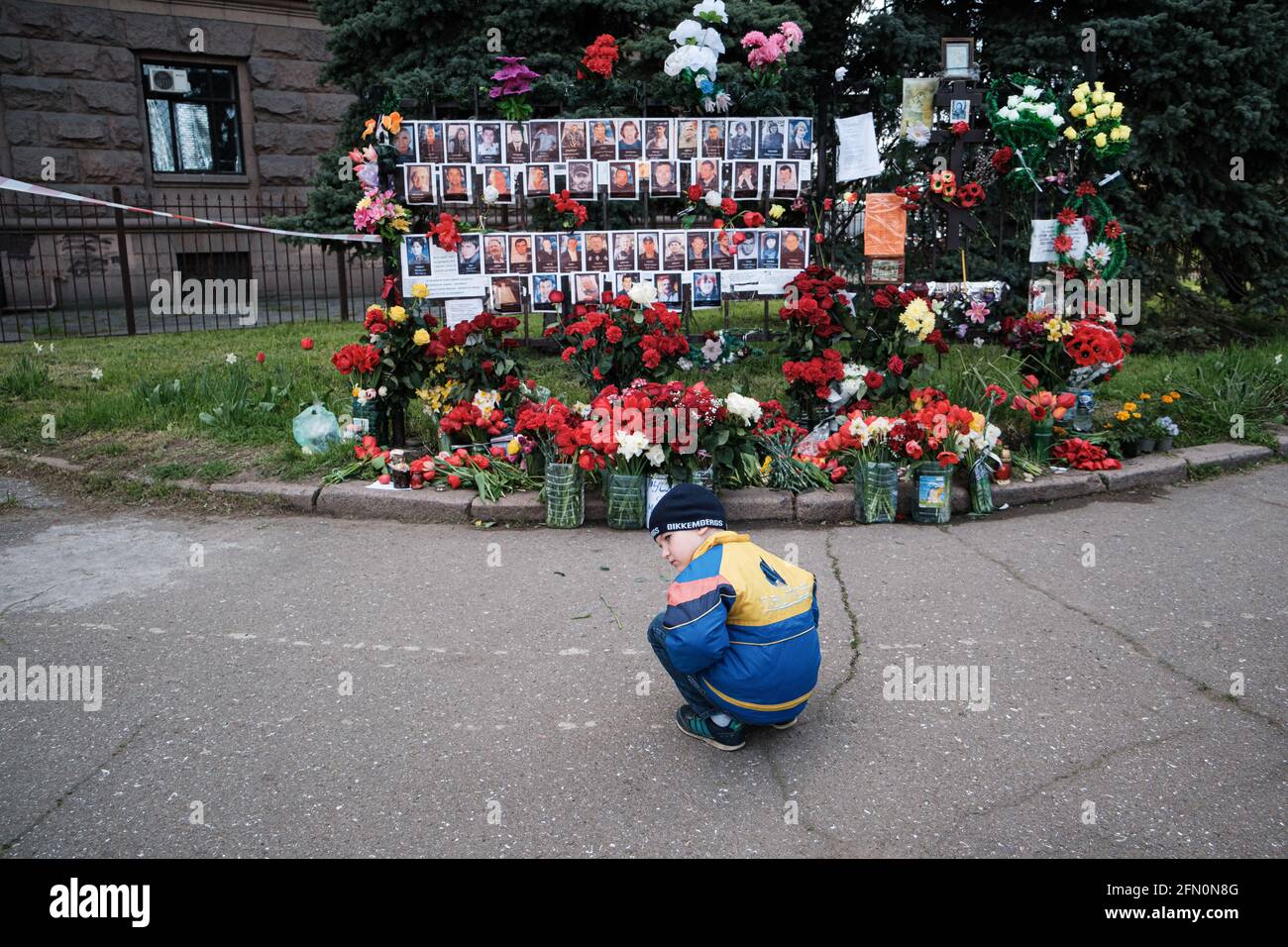 Odessa, Ukraine. 02nd May, 2021. A child seen near the wall where ...