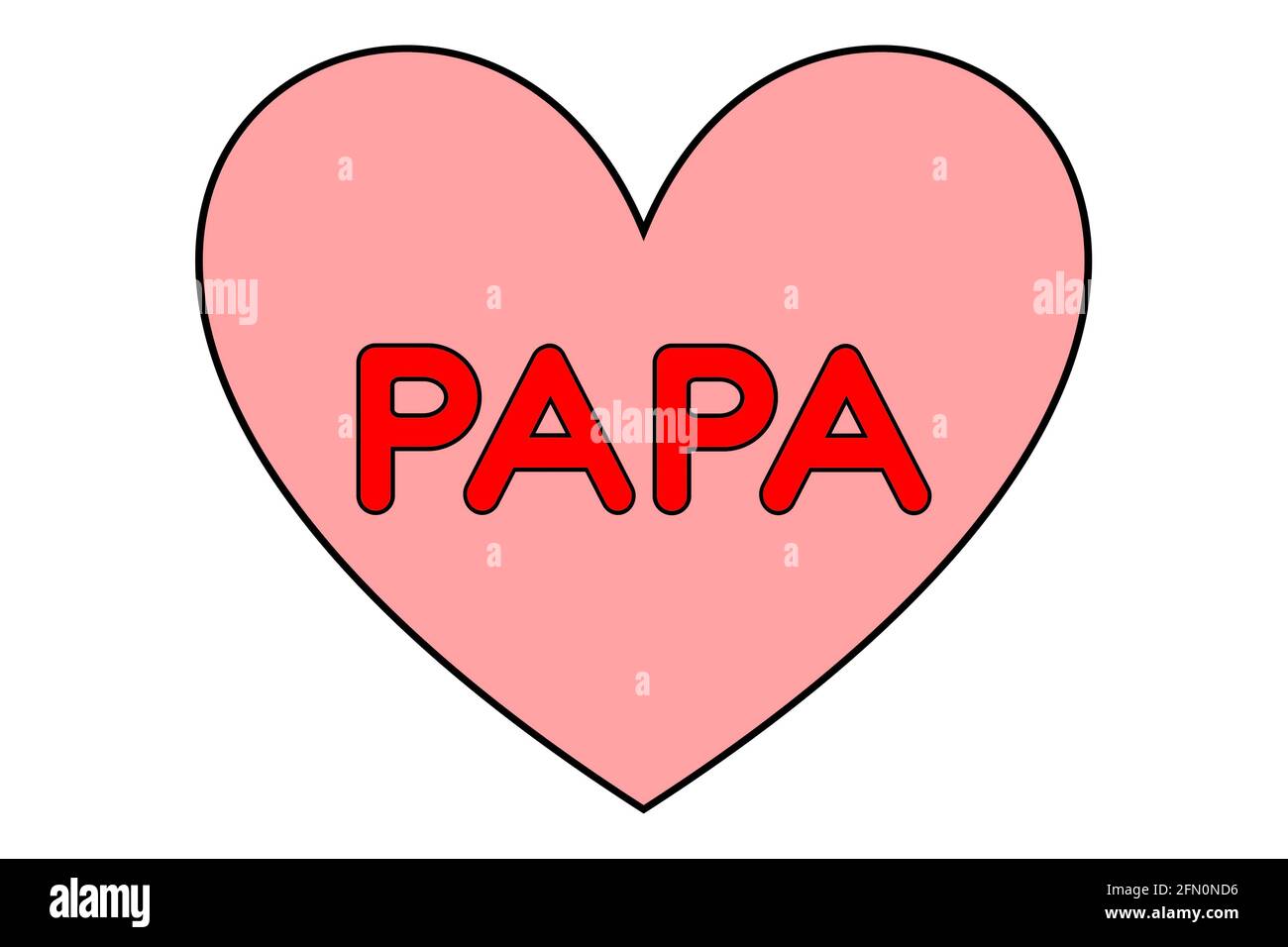 Soft pink heart shape with red word "PAPA" for Father's Day concept ...