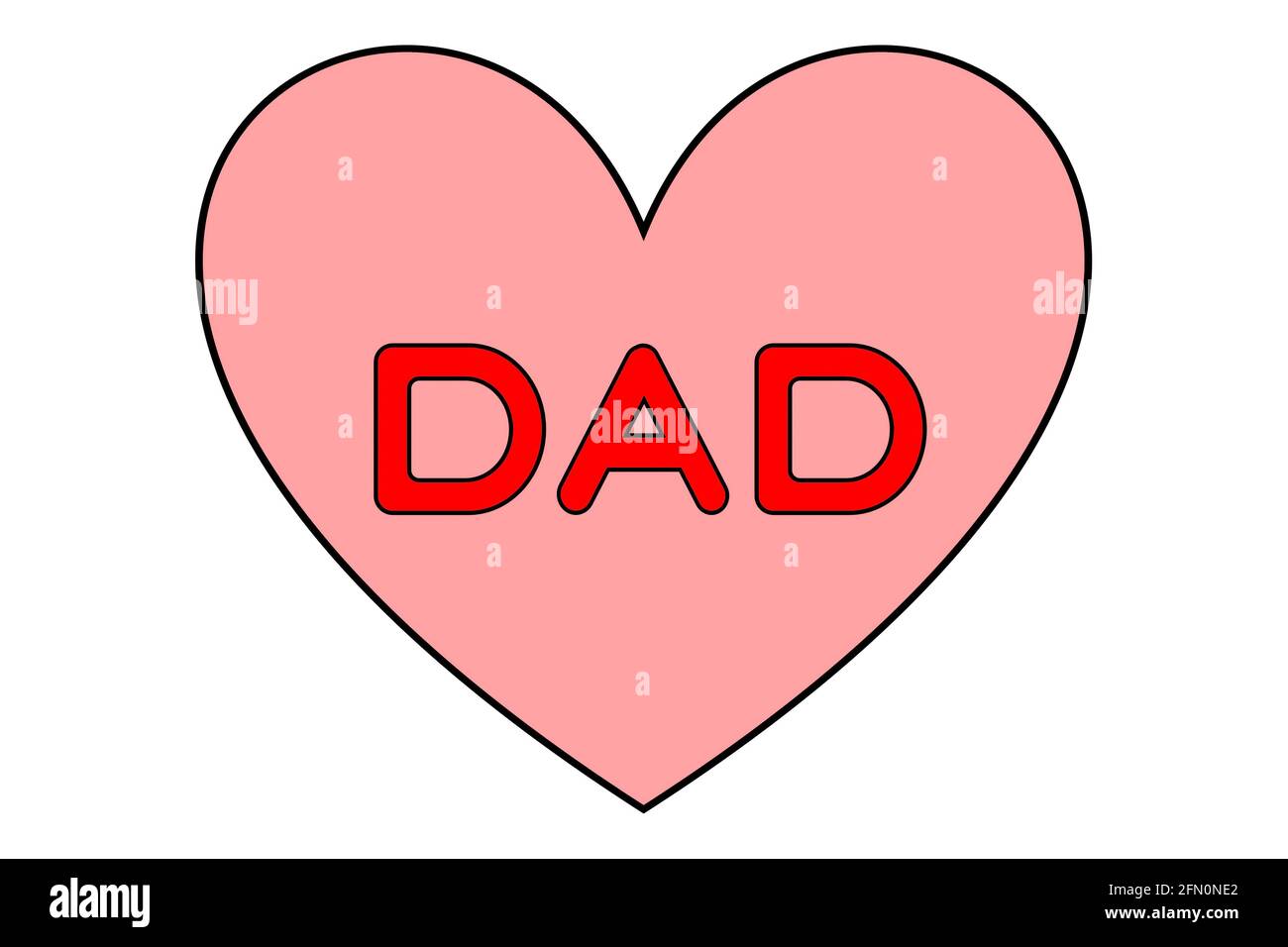 Soft pink heart shape with red word "DAD" for Father's Day concept ...