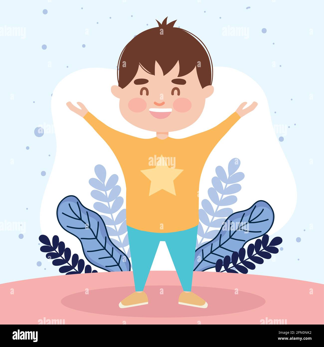 Boy kid cartoon wih leaves Stock Vector Image & Art - Alamy