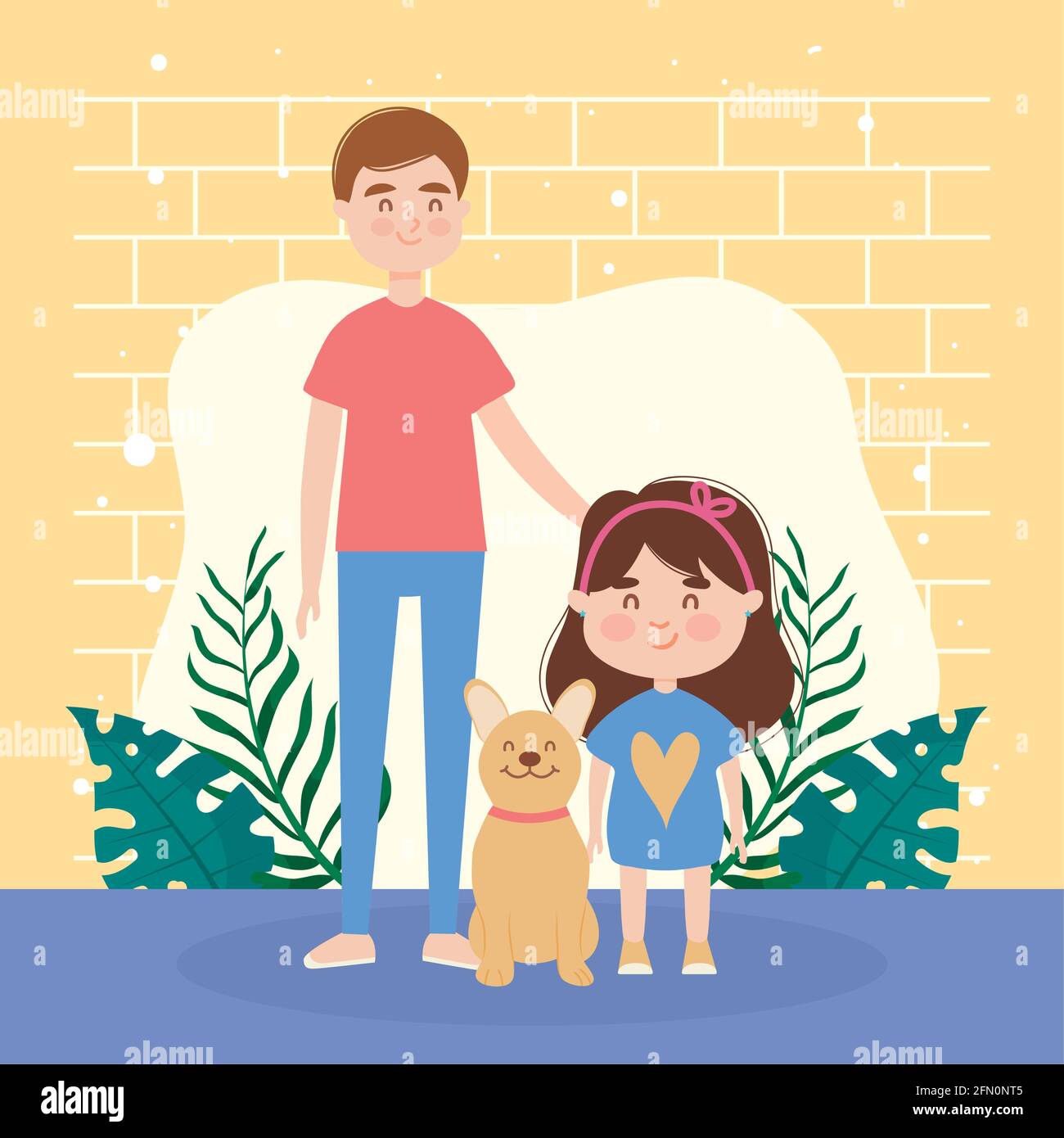 Father and daughter with dog, Family theme Stock Vector Image & Art - Alamy