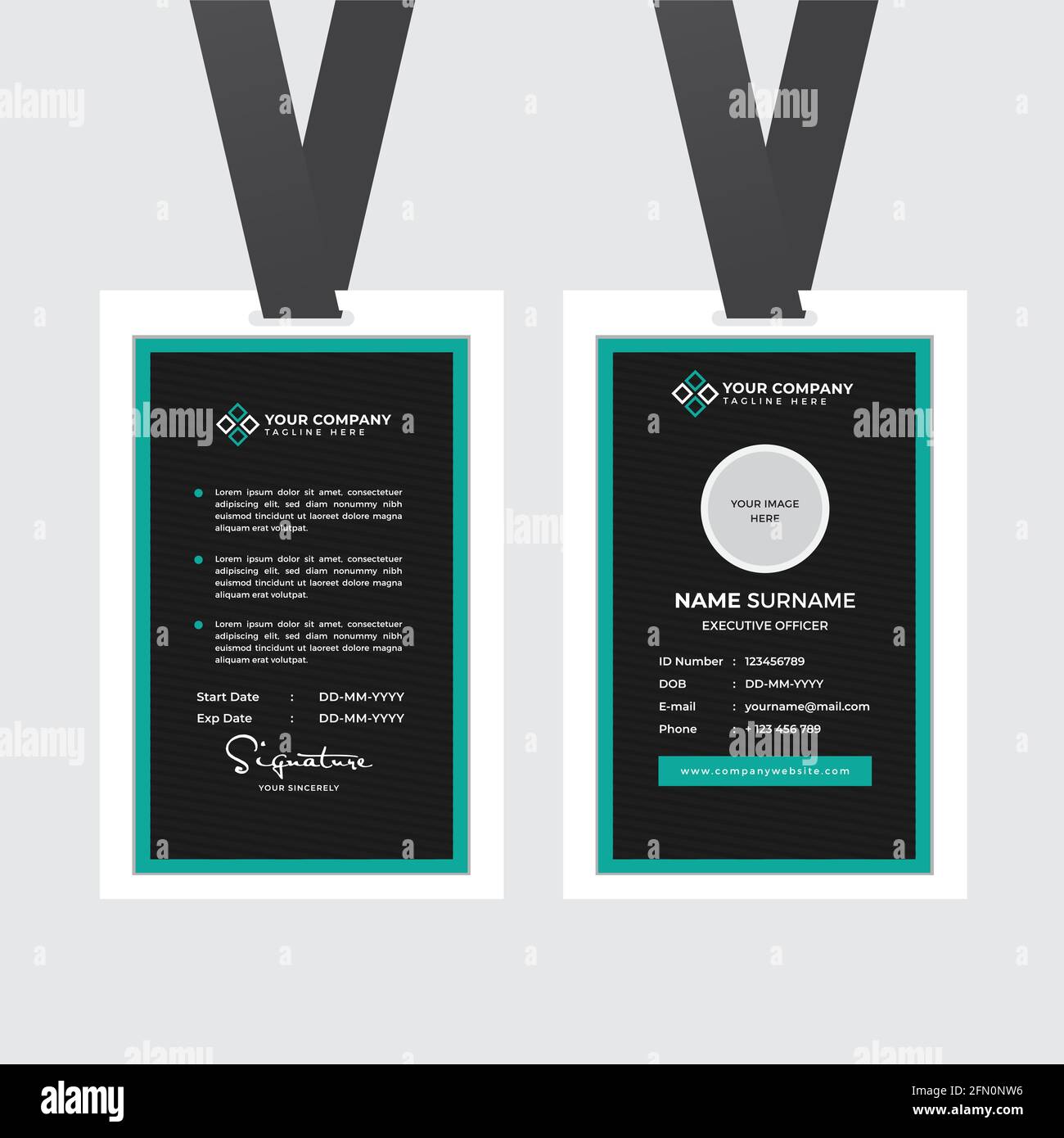 Premium Employee ID Card with Photo Placeholder, Name, Position and ...