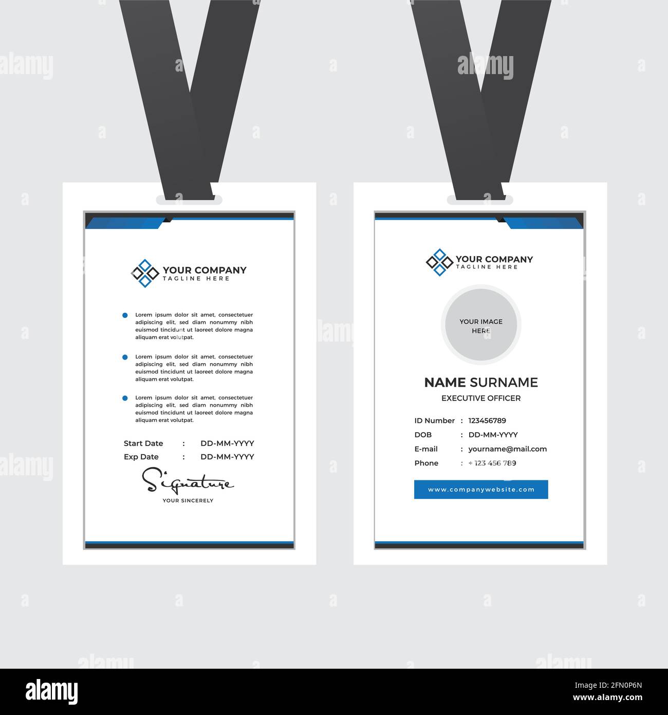 Premium Employee ID Card with Photo Placeholder, Name, Position and ...