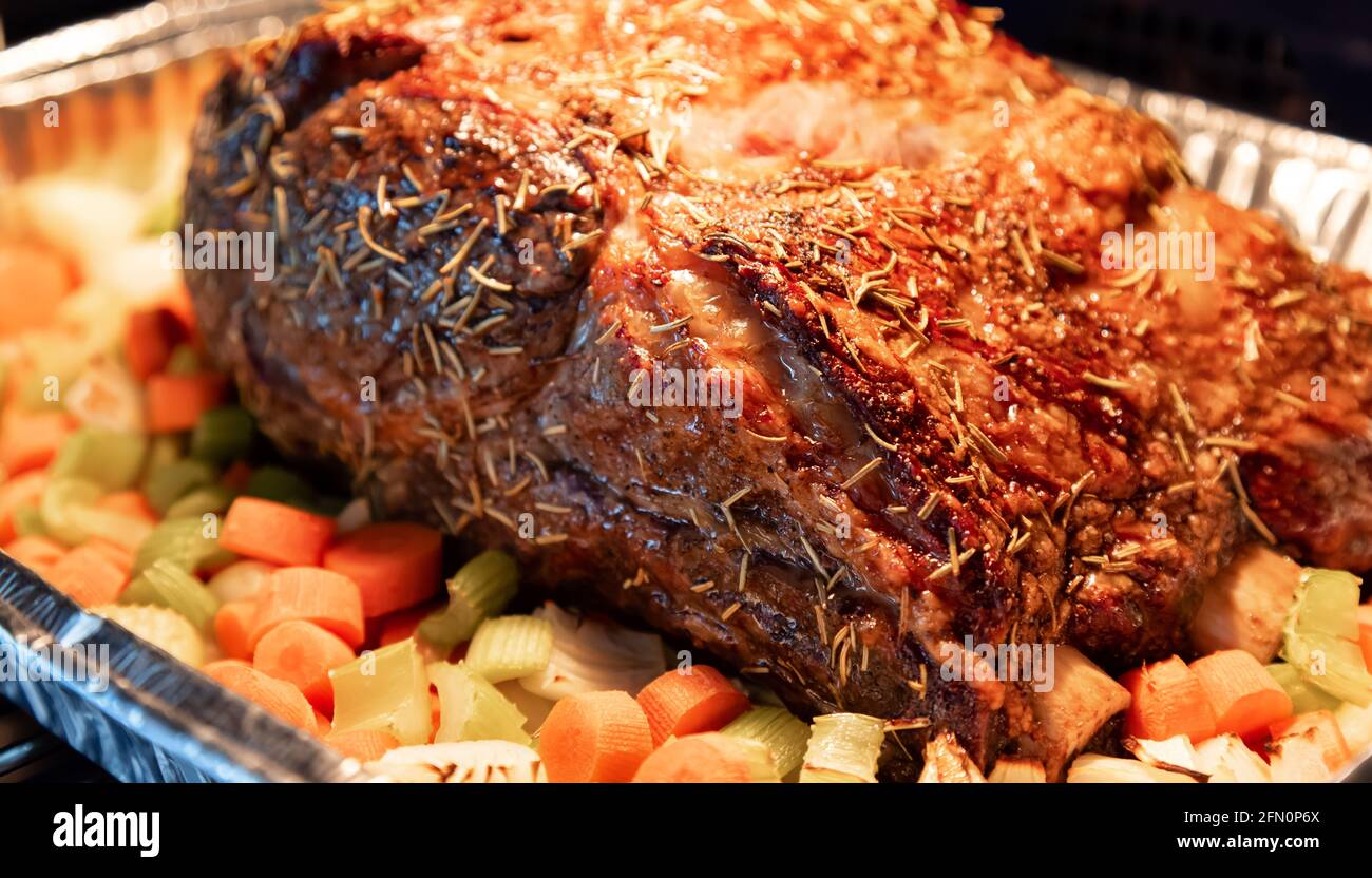 A big Fresh Slice of Prime Rib Stock Photo - Alamy