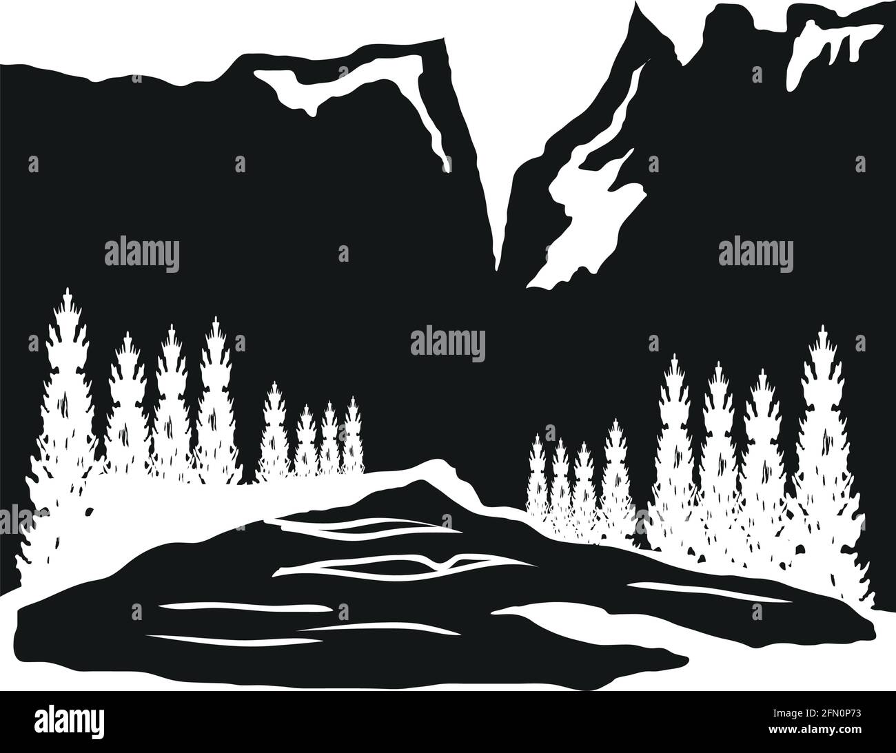 silhouette valley trees Stock Vector Image & Art - Alamy