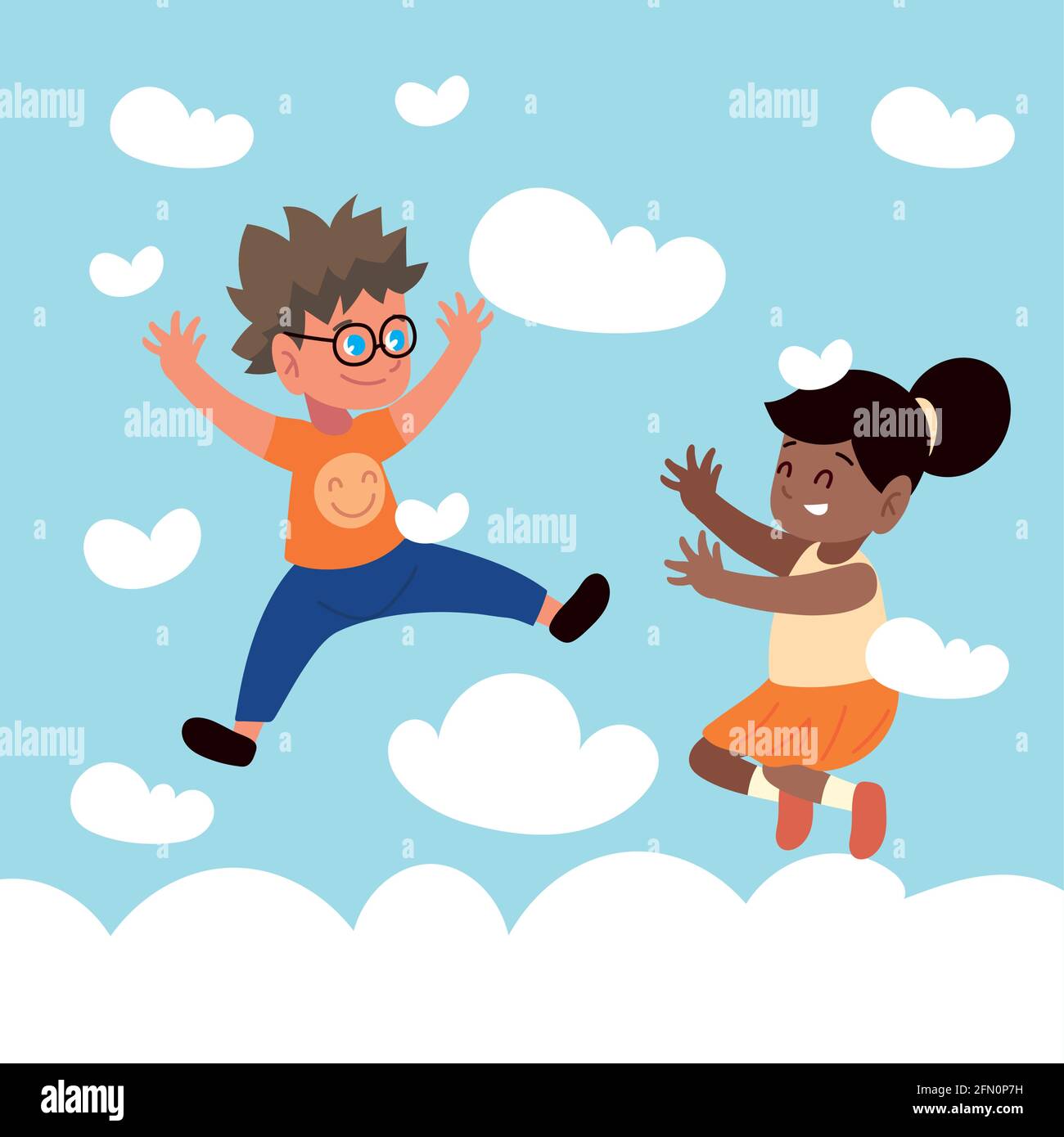 boy girl clouds Stock Vector Image & Art - Alamy
