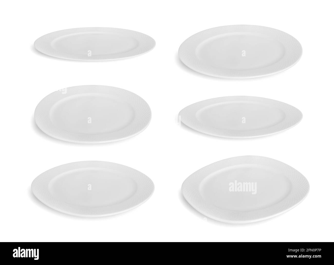 set of plate on white background Stock Photo - Alamy
