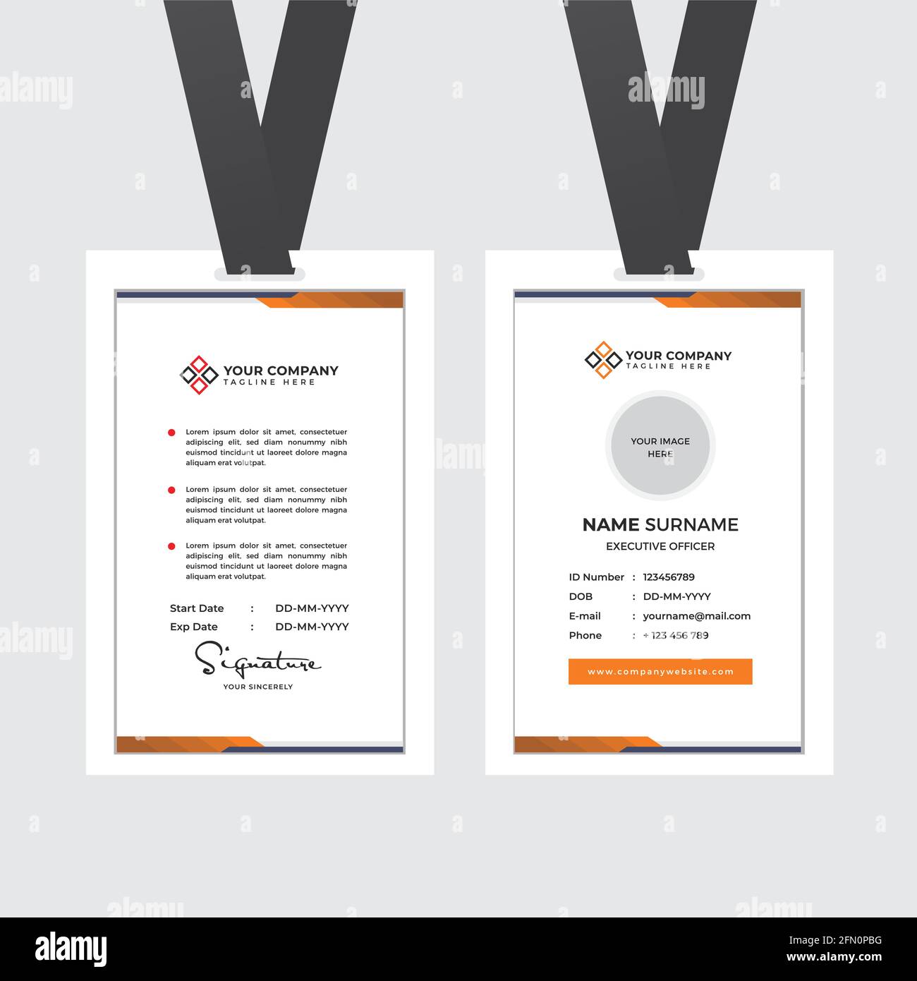 Premium Employee ID Card with Photo Placeholder, Name, Position and ...