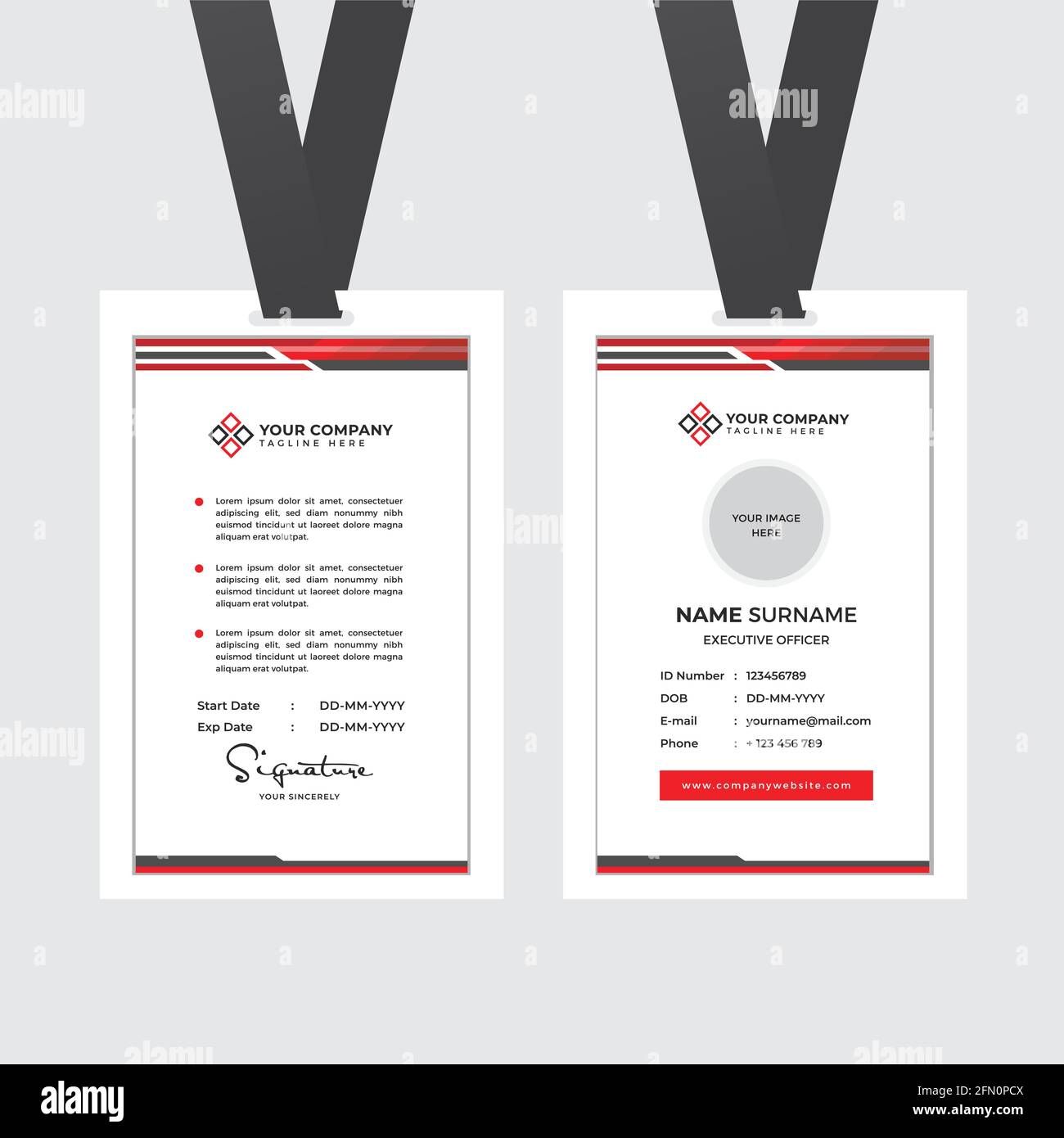 Premium Employee ID Card with Photo Placeholder, Name, Position and ...