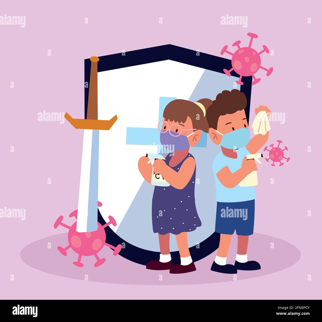 Boy fighting virus illustration Stock Vector Images - Alamy