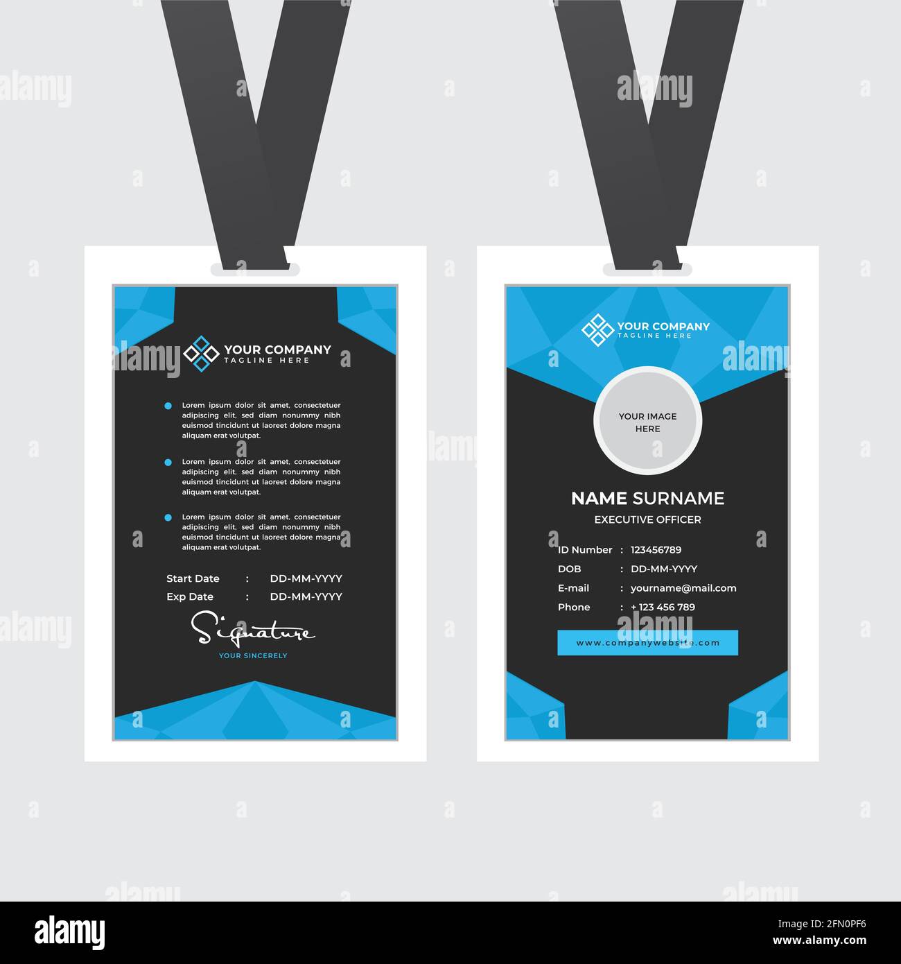 Premium Employee ID Card with Photo Placeholder, Name, Position and ...