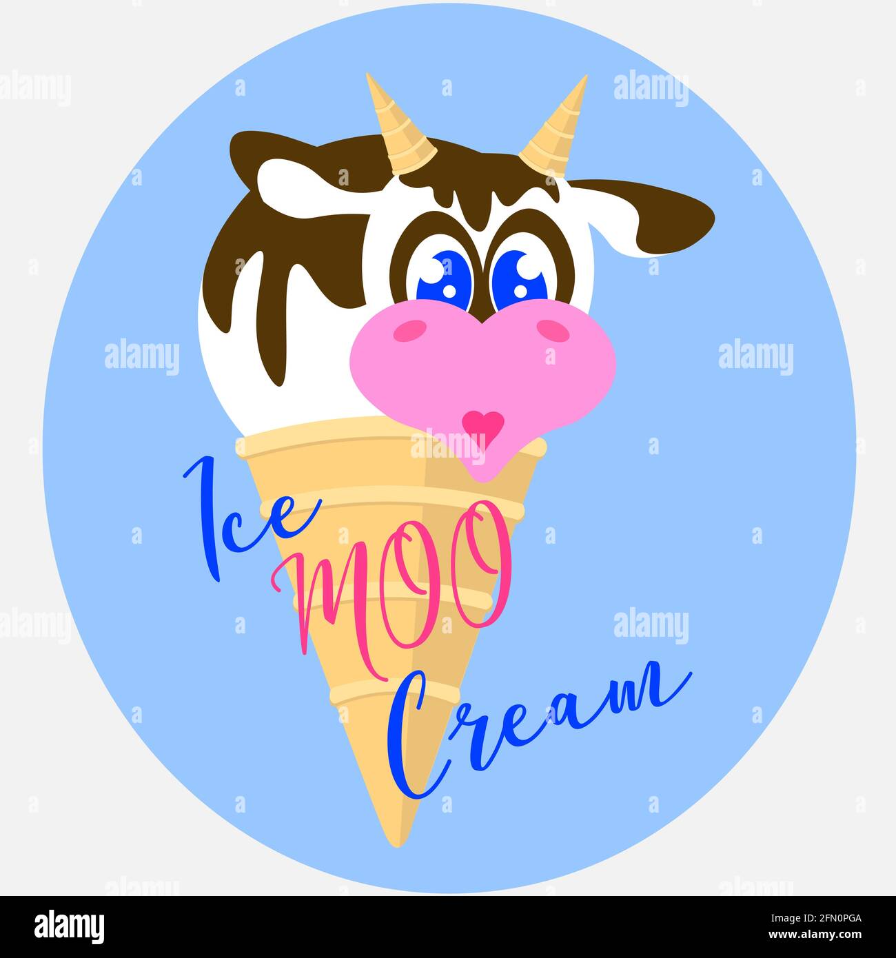 cute cow ice cream poured with chocolate in a cone 1 Stock Vector Image ...