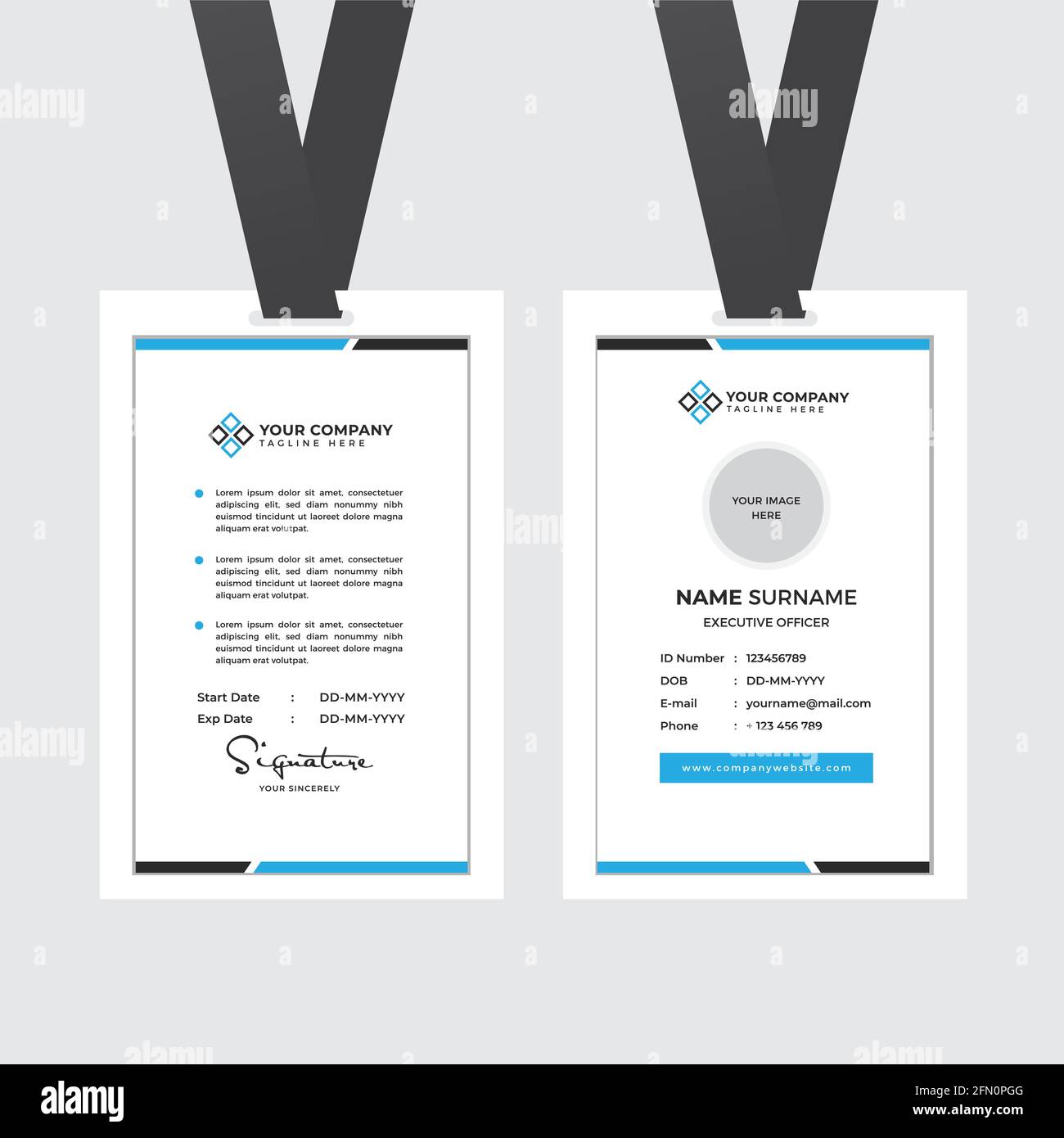 Premium Employee ID Card with Photo Placeholder, Name, Position and ...