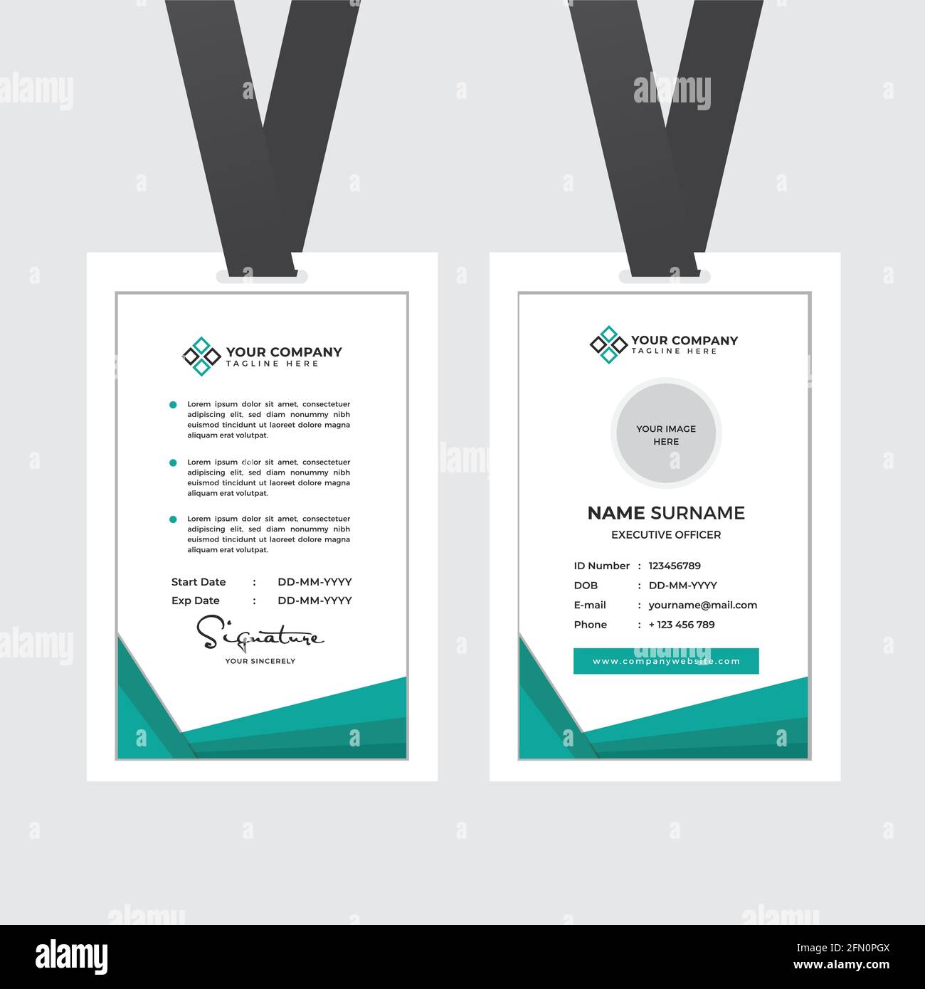 Premium Employee ID Card with Photo Placeholder, Name, Position and ...