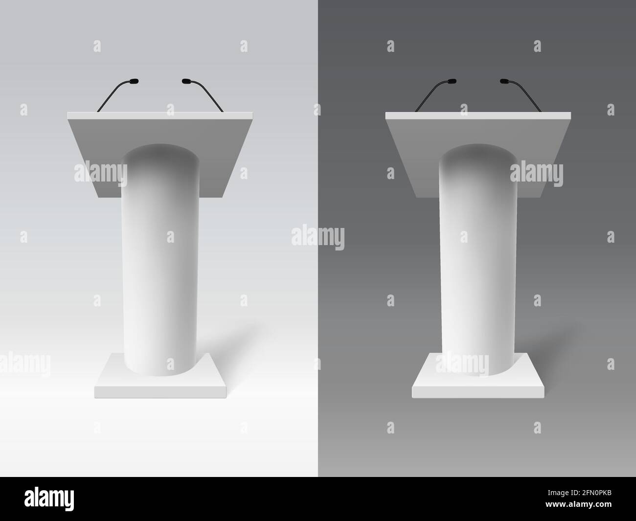 White realistic tribune. Speech 3d debate tribune, public presentation ...