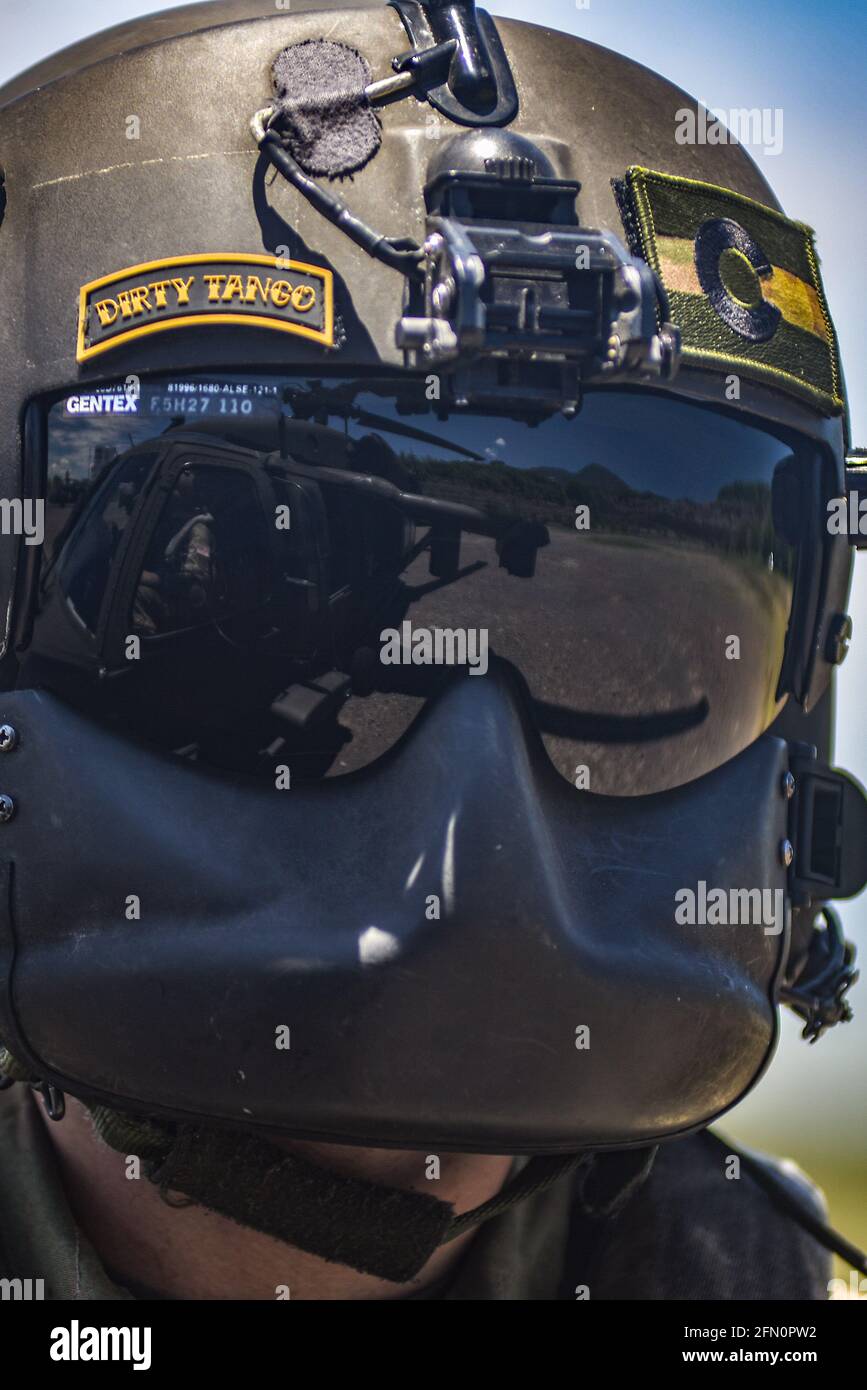 La Union, El Salvador. 12th May, 2021. A Black Hawk UH-60L helicopter ...