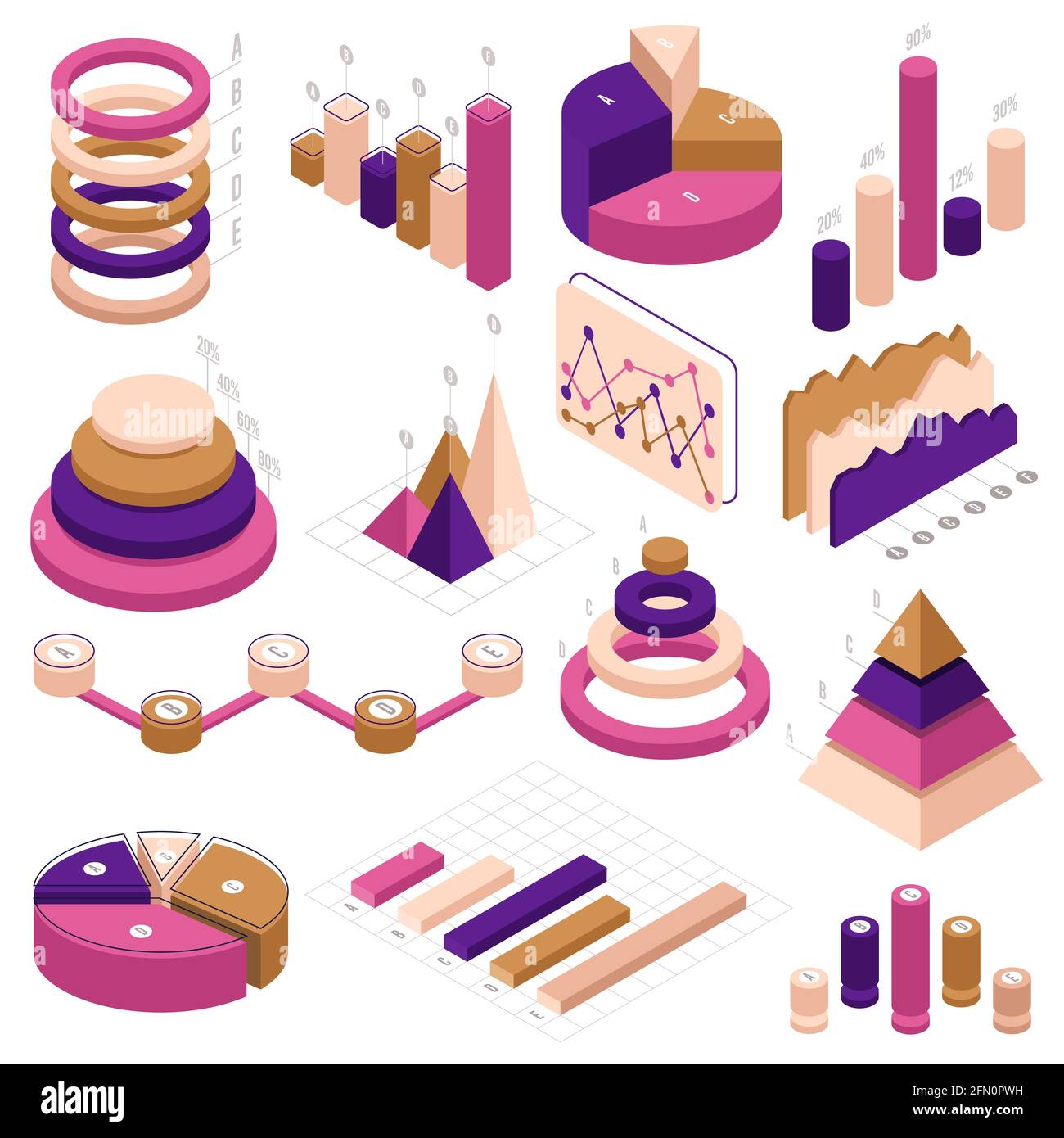 Infographic isometric elements. Data statistics 3d diagram infographic ...